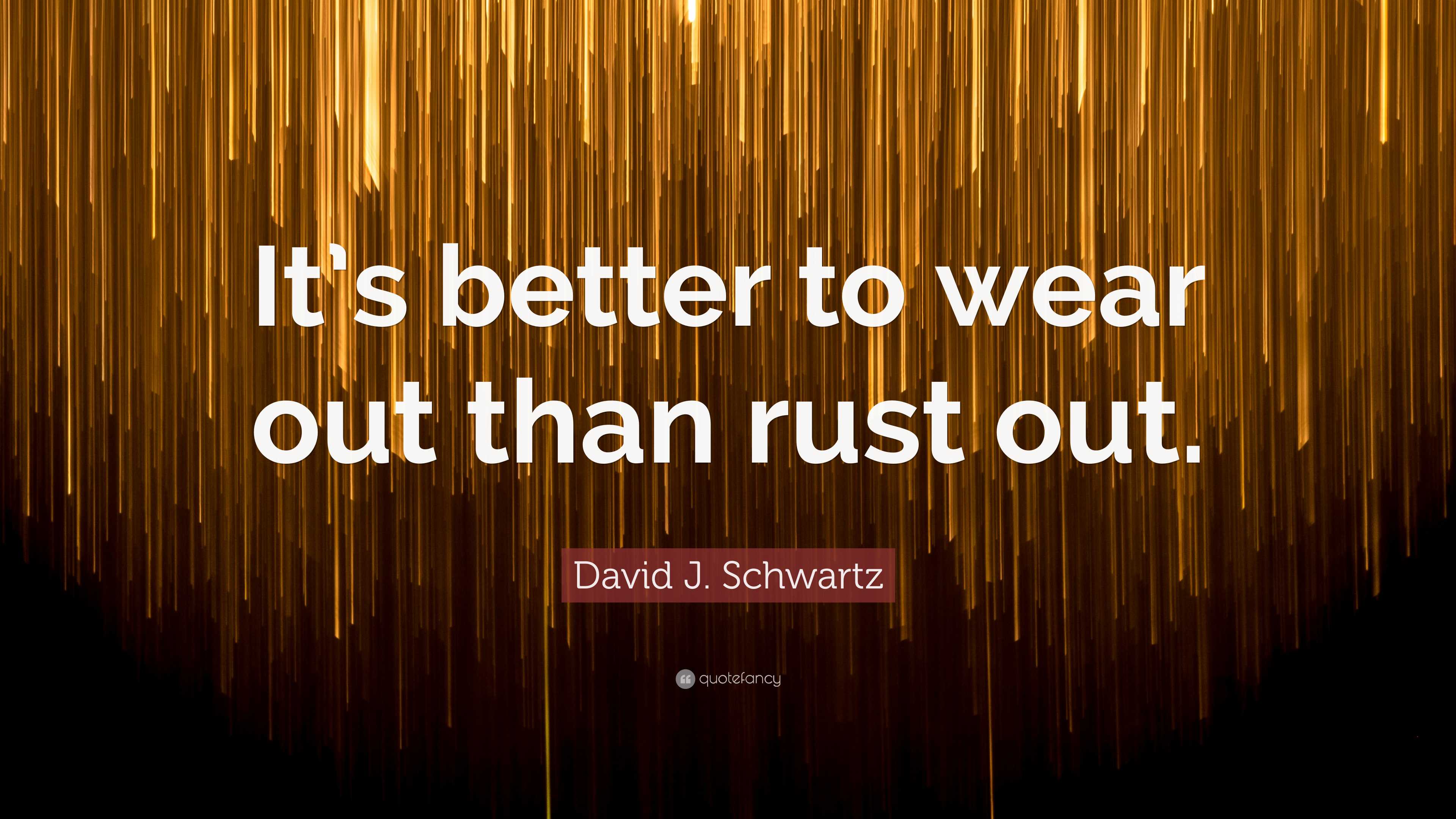 David J. Schwartz Quote: “It’s better to wear out than rust out.”