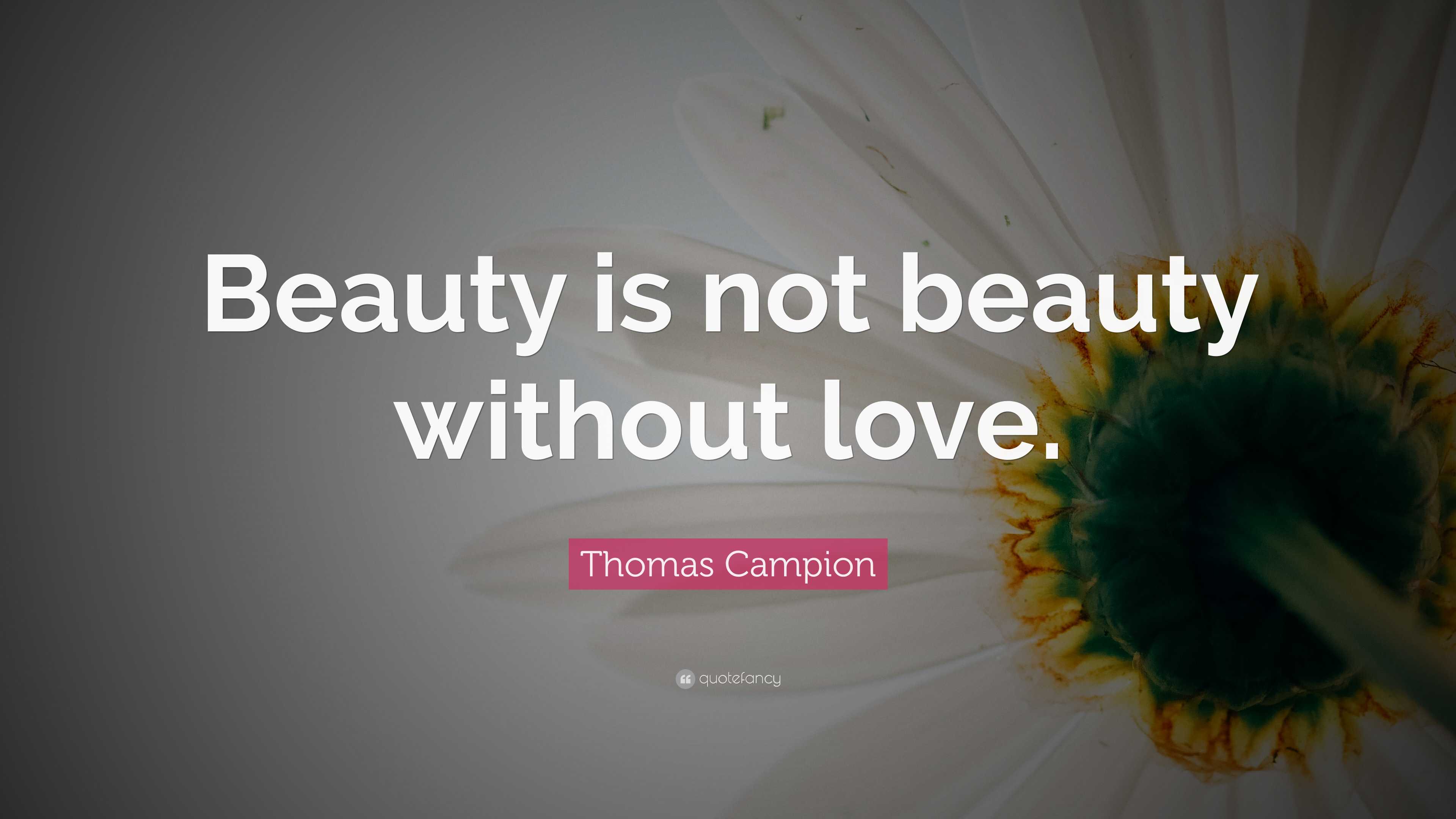 Thomas Campion Quote: “Beauty is not beauty without love.”