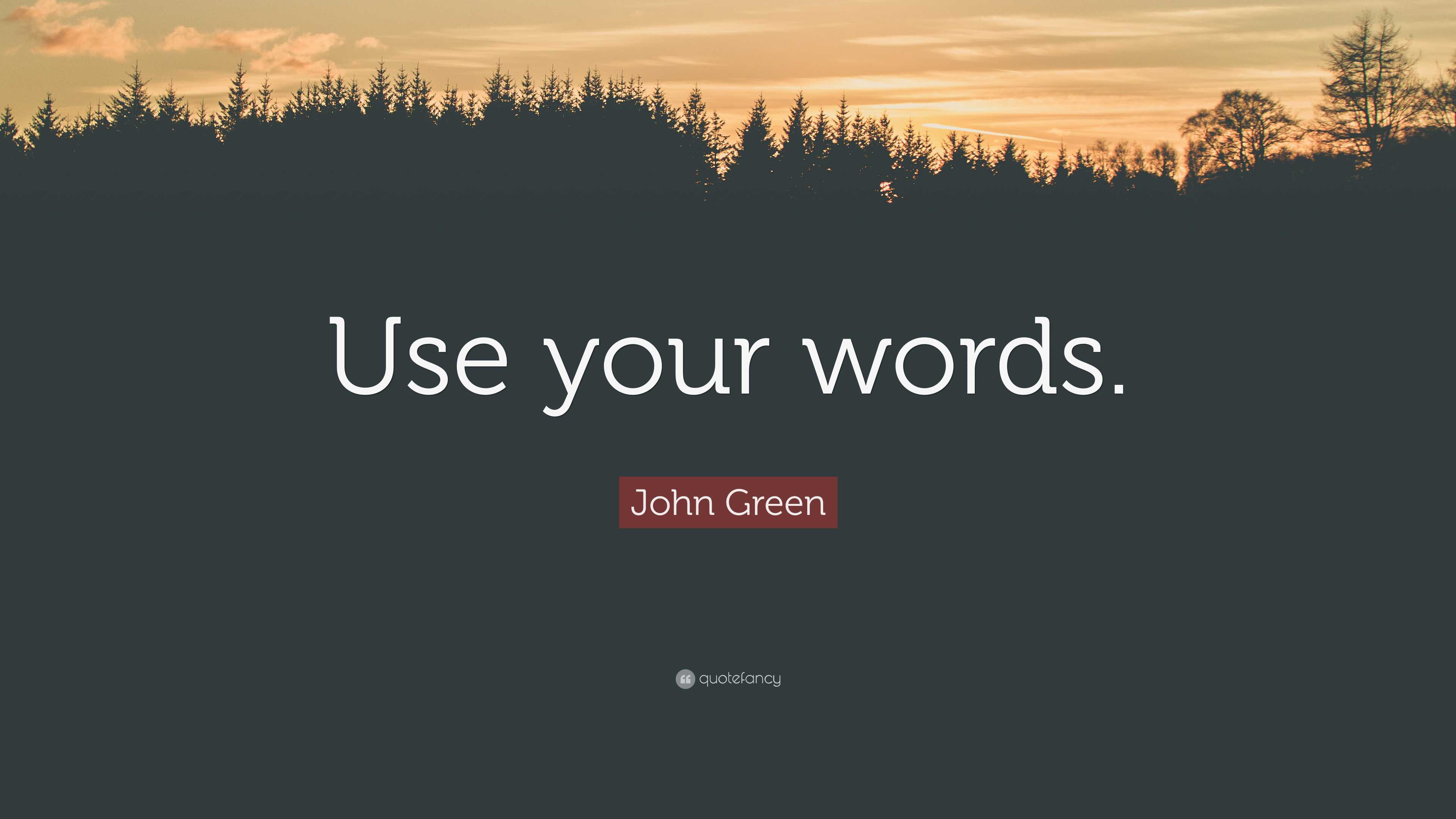 John Green Quote: “Use your words.”