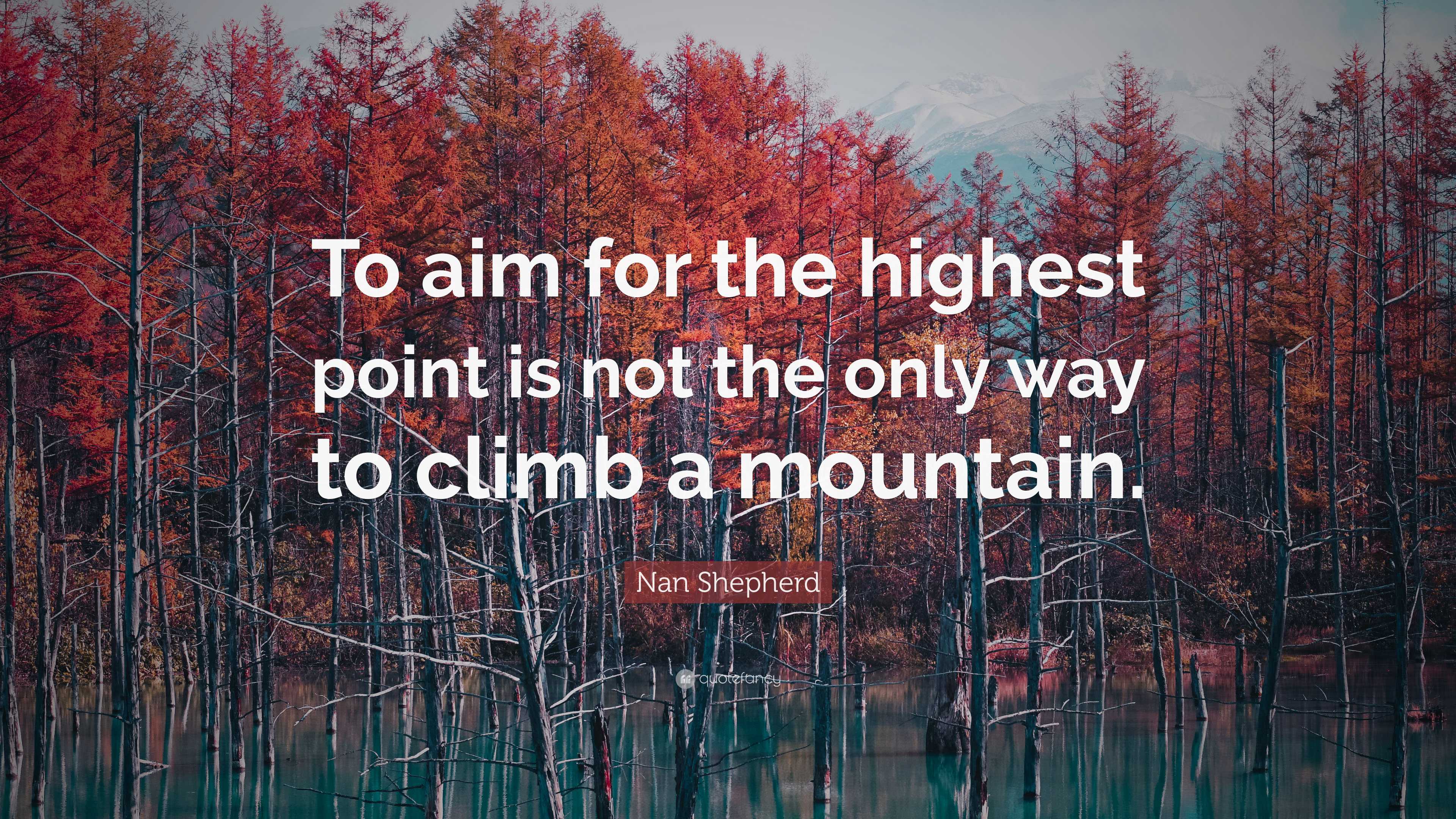 Nan Shepherd Quote: “To aim for the highest point is not the only way ...