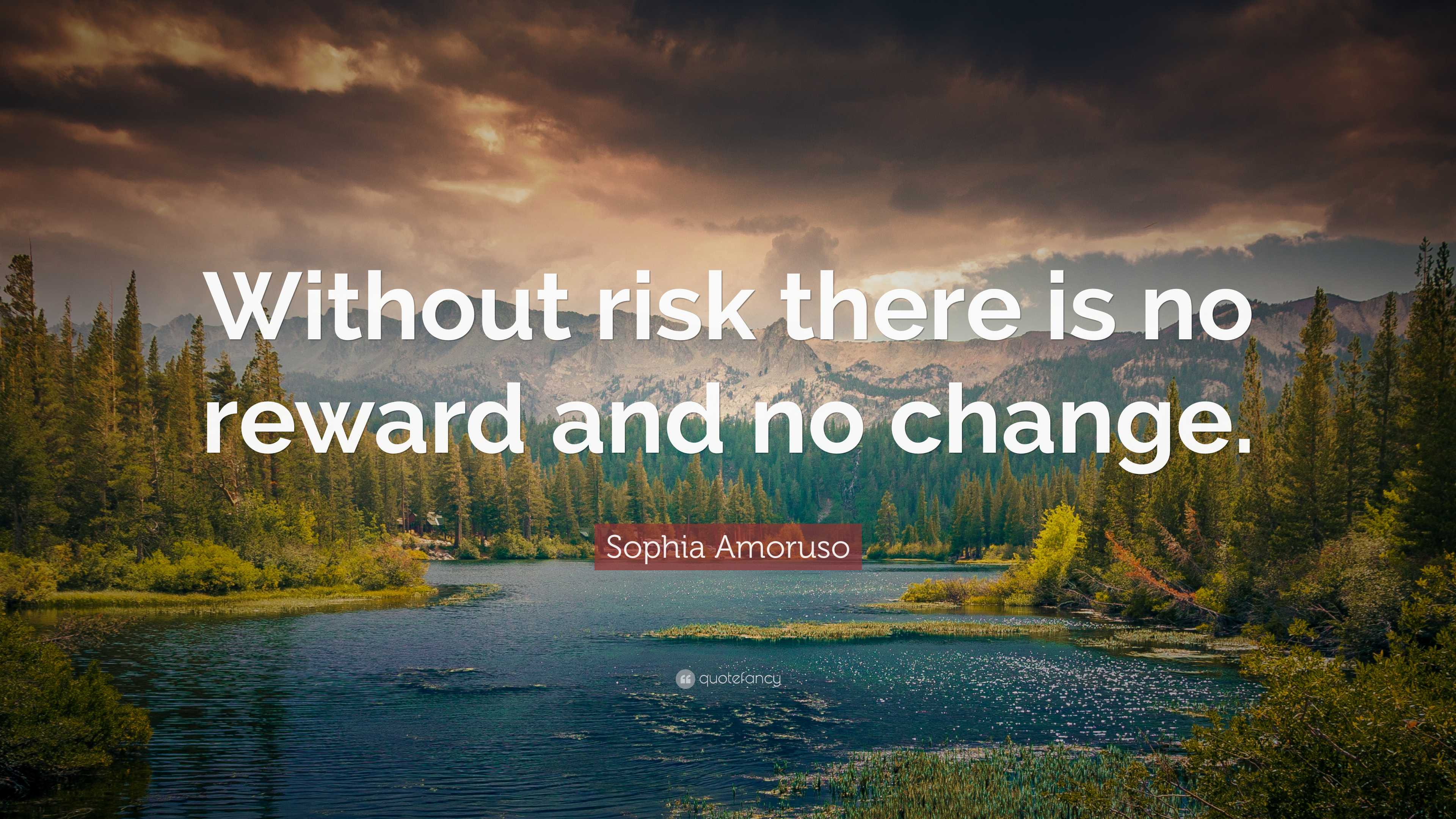 Sophia Amoruso Quote: “Without risk there is no reward and no change.”