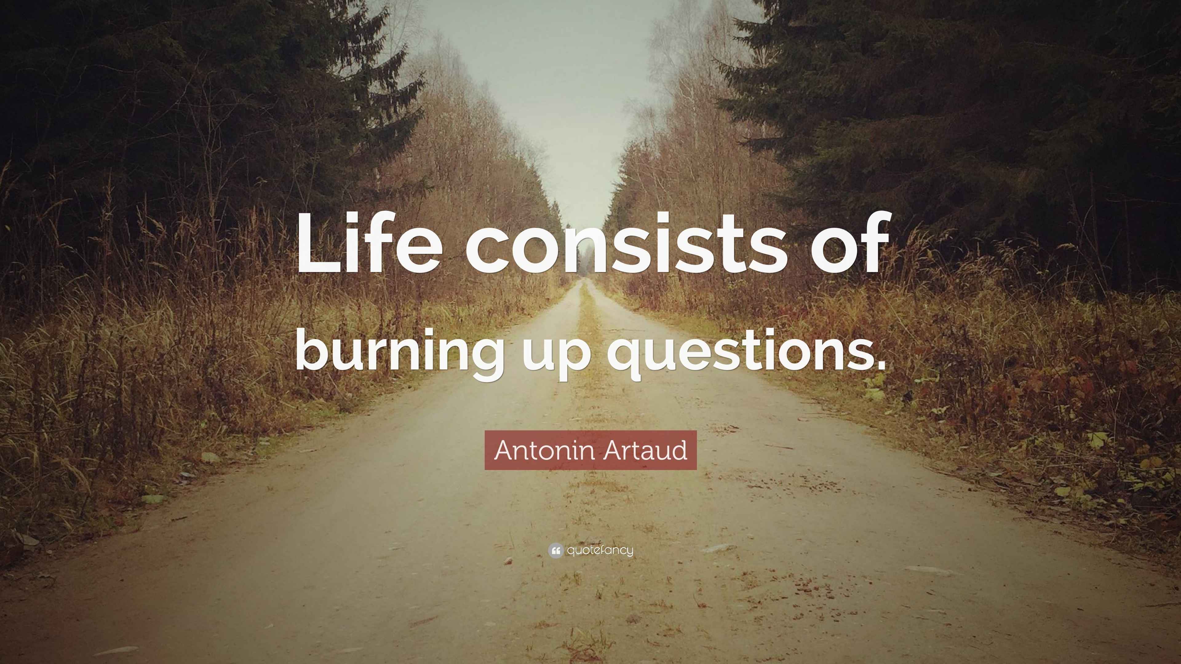 Antonin Artaud Quote: “Life consists of burning up questions.”