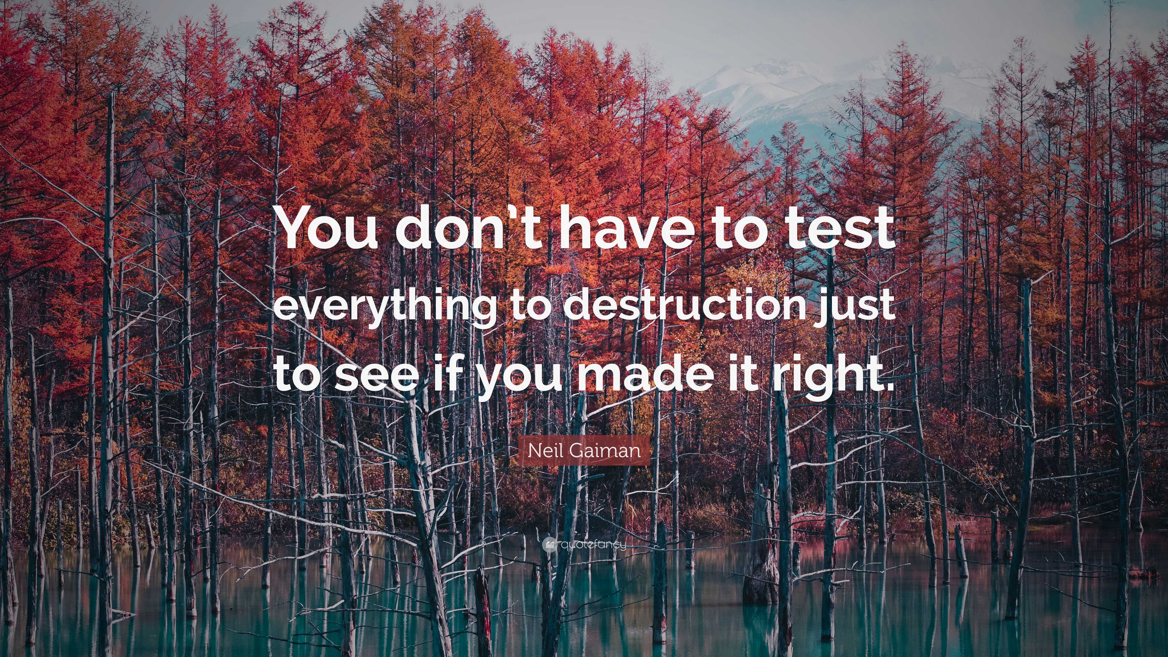 Neil Gaiman Quote: “You don’t have to test everything to destruction ...