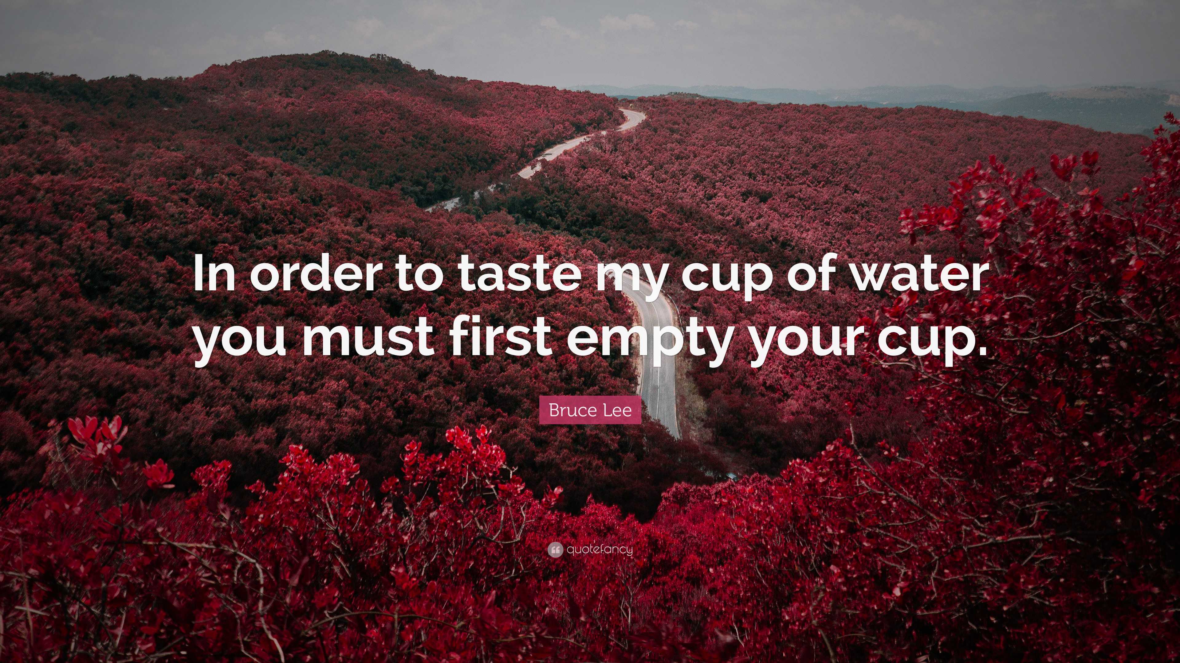 Bruce Lee Quote: “In order to taste my cup of water you must first ...