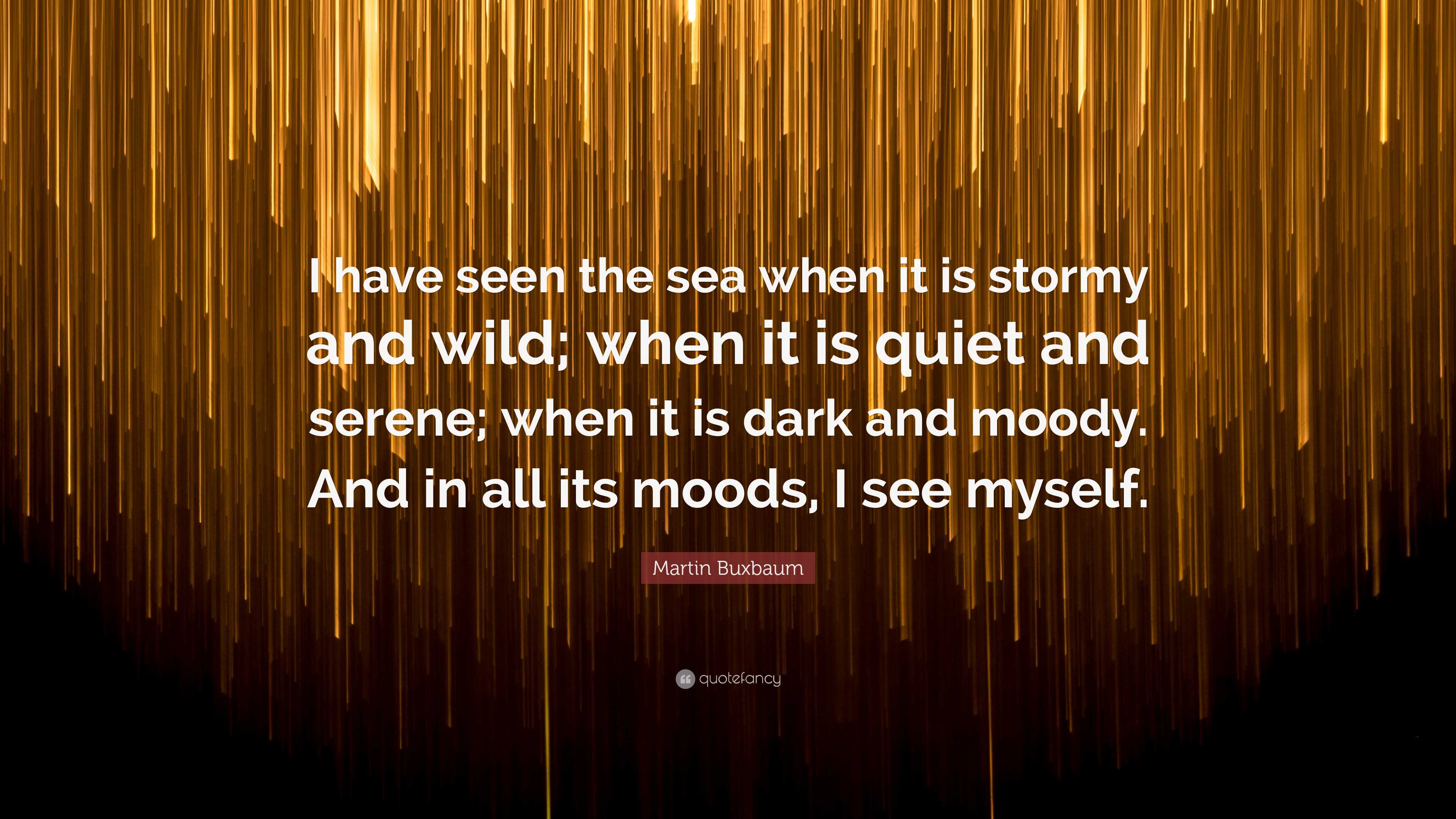Martin Buxbaum Quote: “I have seen the sea when it is stormy and wild ...