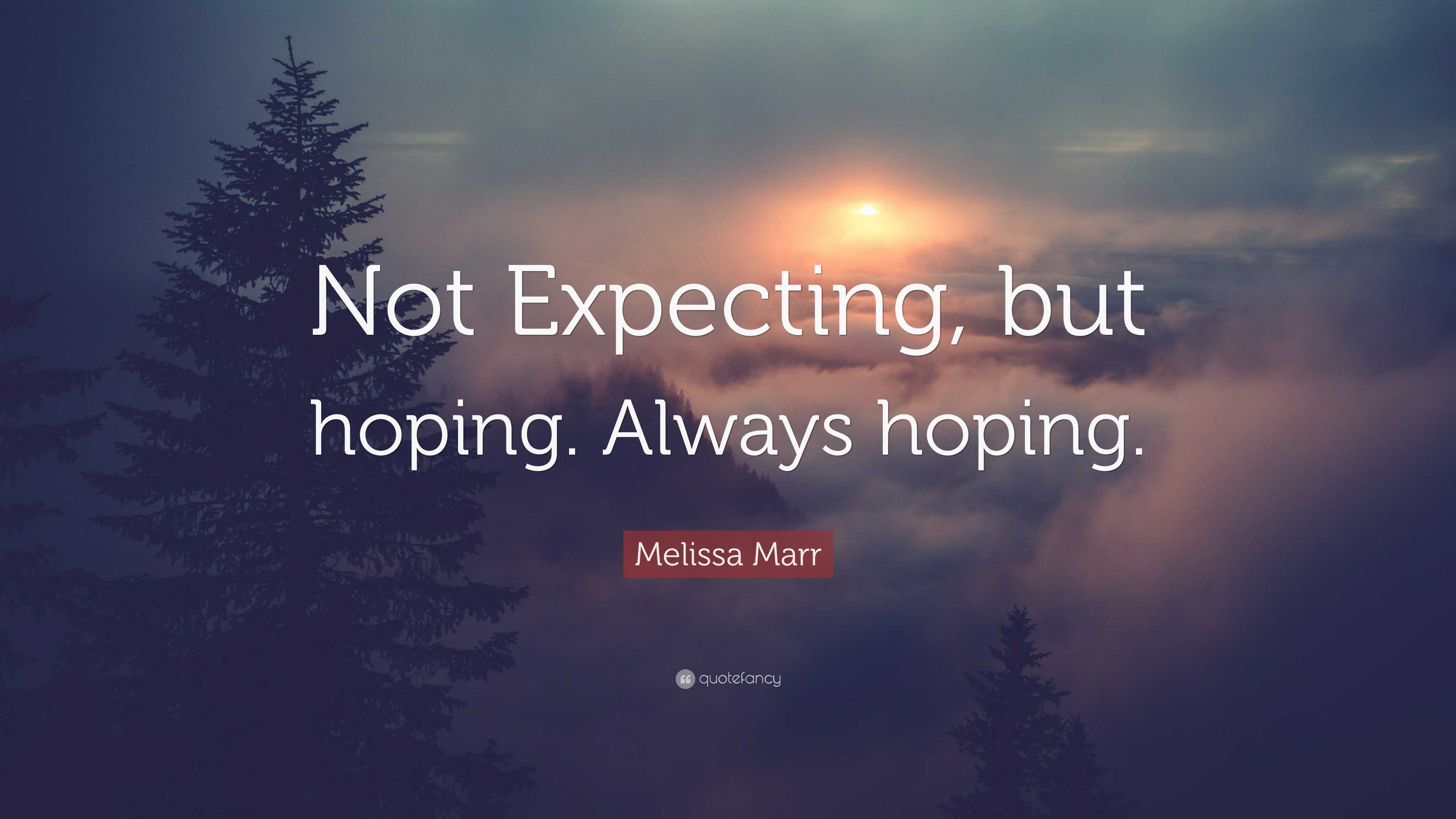 Melissa Marr Quote: “Not Expecting, but hoping. Always hoping.”