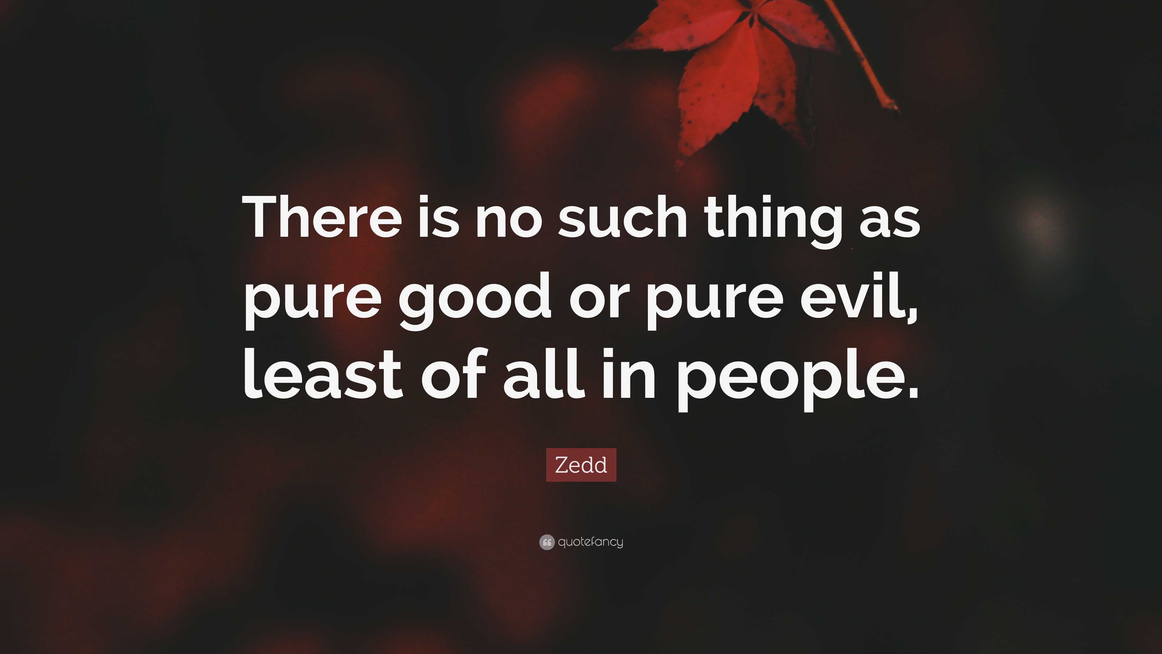 Zedd Quote: “There is no such thing as pure good or pure evil, least of ...