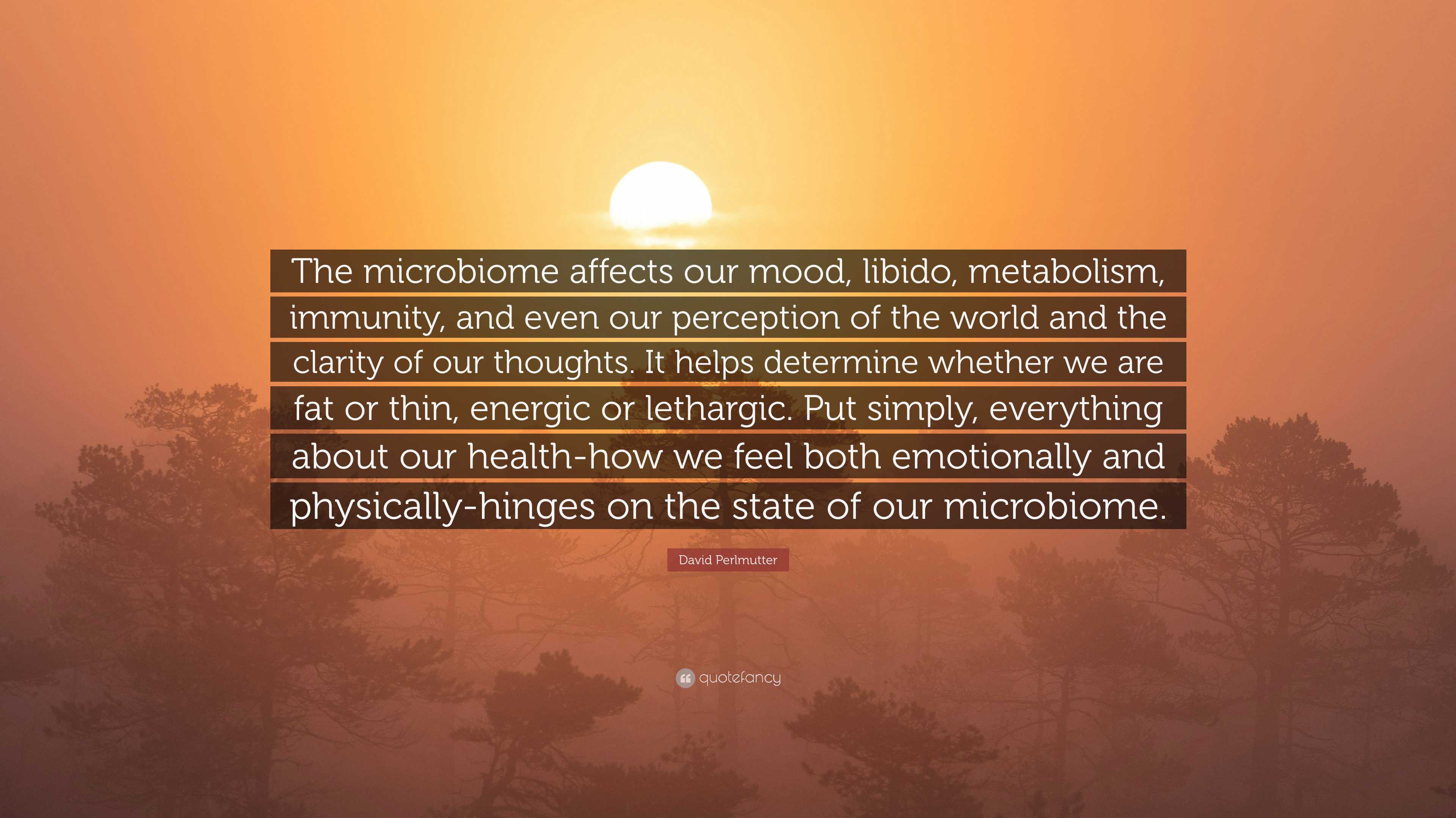 David Perlmutter Quote: “The microbiome affects our mood, libido ...