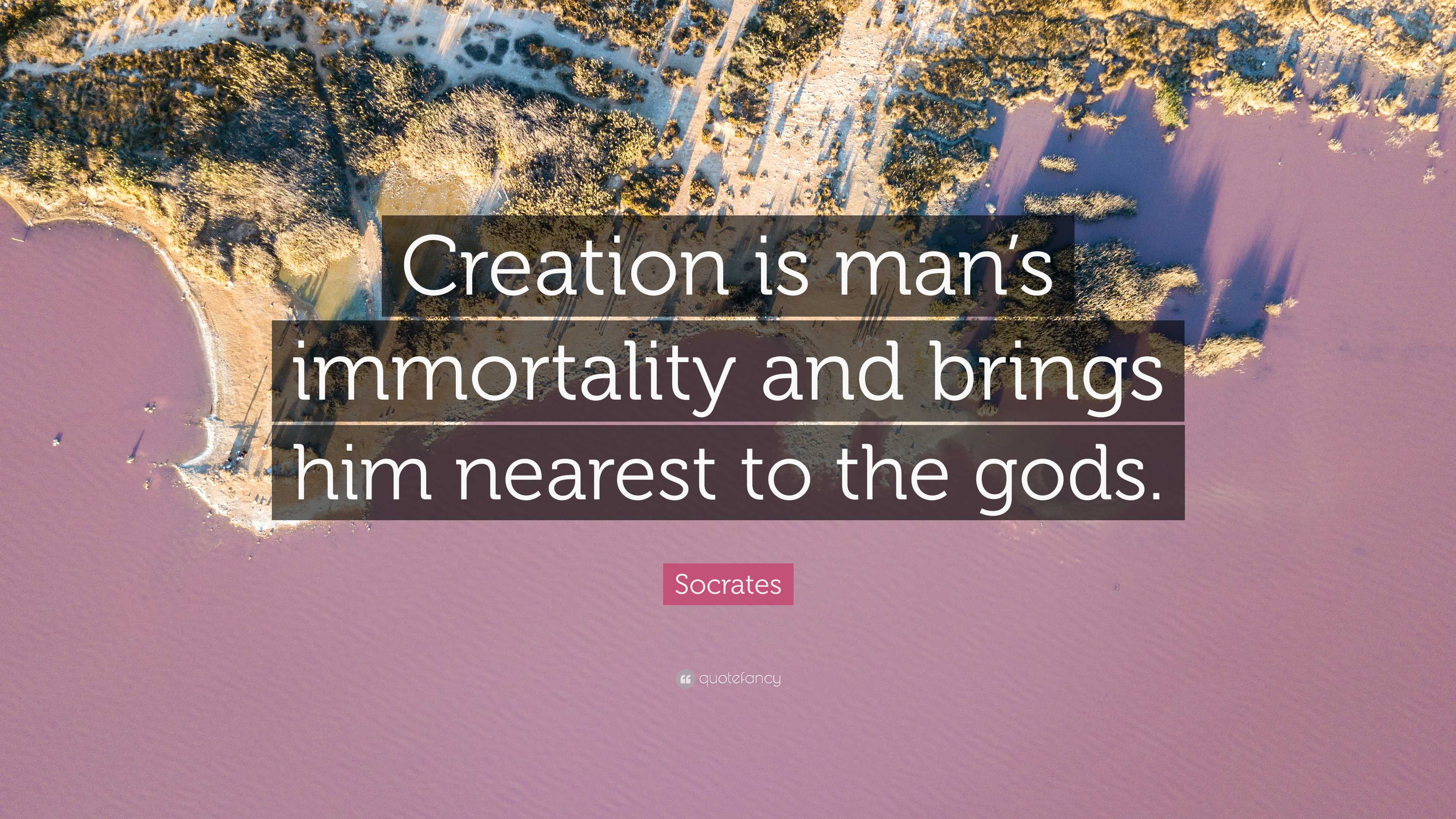 Socrates Quote: “Creation is man’s immortality and brings him nearest ...