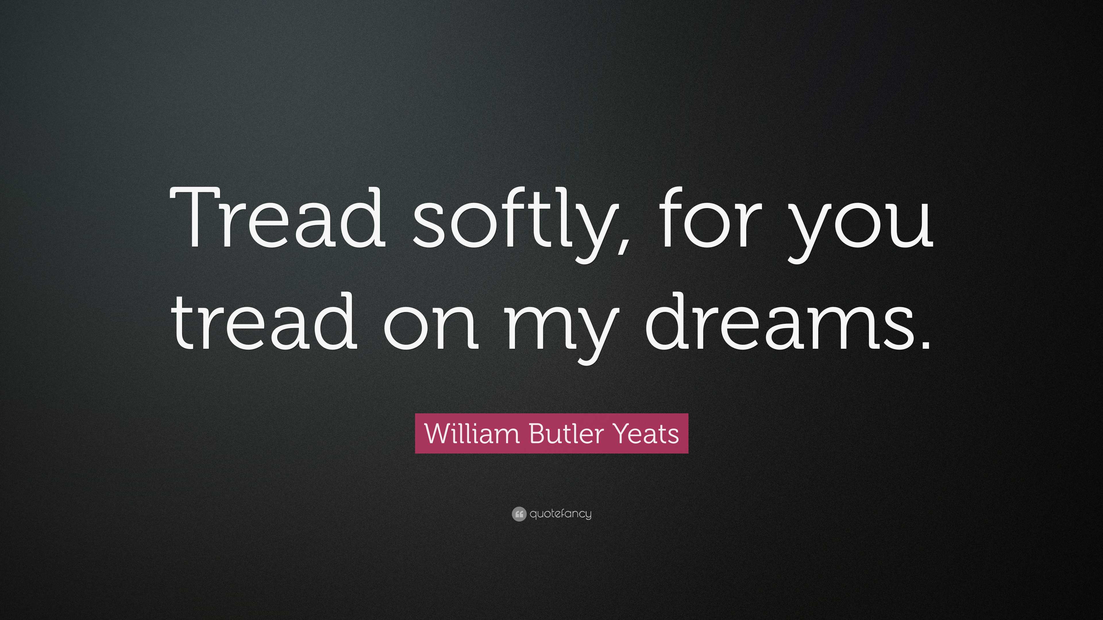 William Butler Yeats Quote: “Tread softly, for you tread on my dreams.”