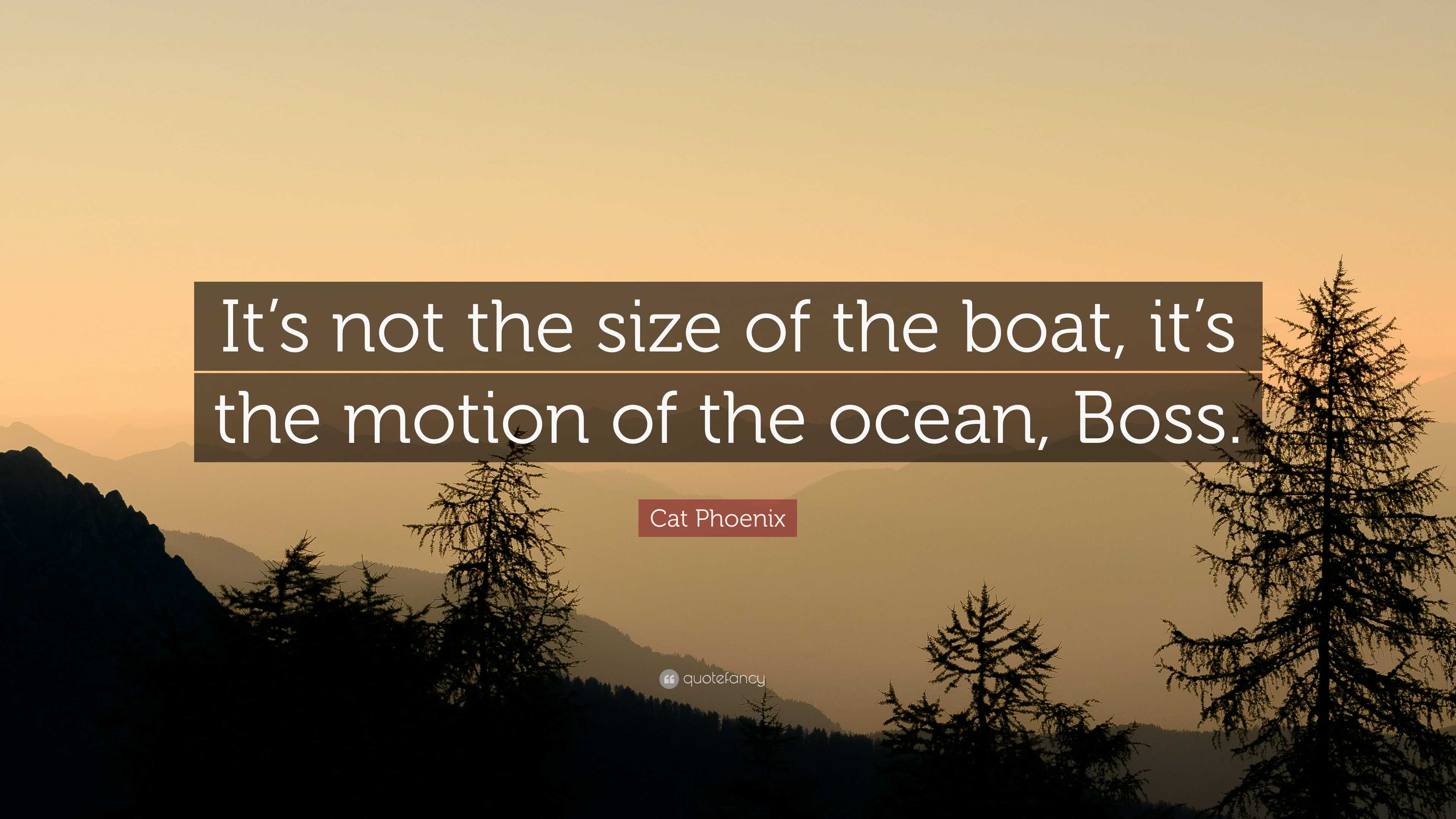 Cat Phoenix Quote: “It’s not the size of the boat, it’s the motion of ...