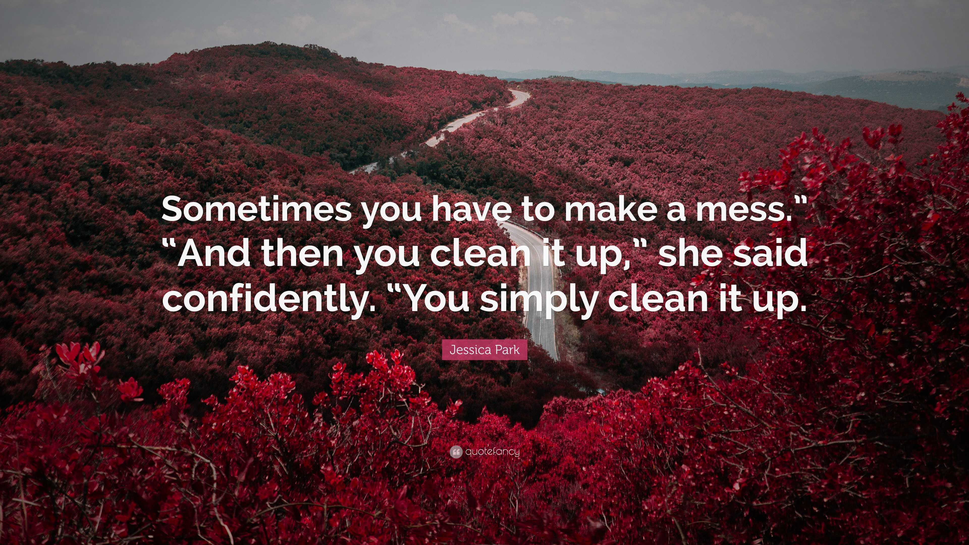 Jessica Park Quote: “Sometimes you have to make a mess.” “And then you ...