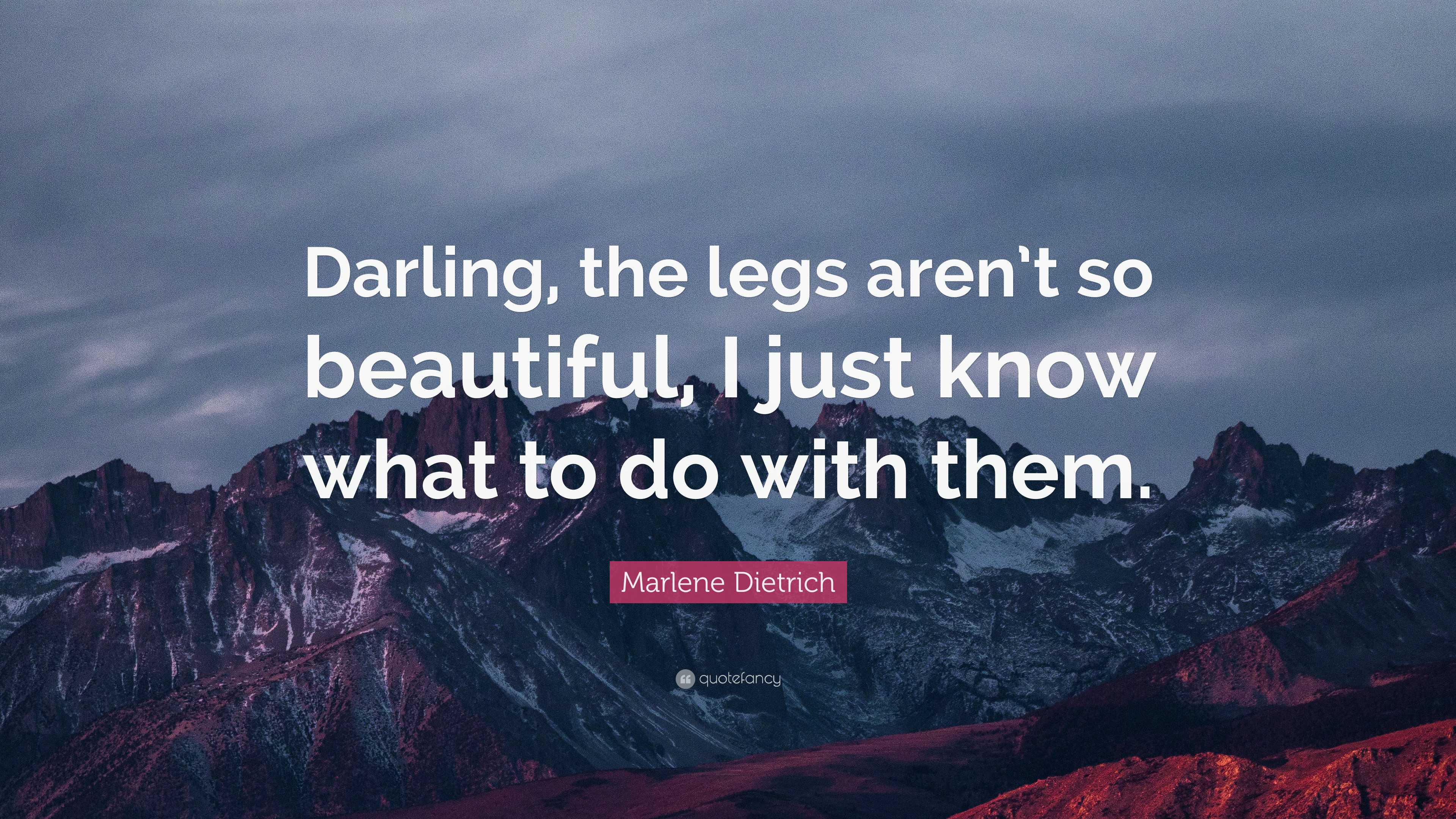 Marlene Dietrich Quote: “Darling, the legs aren’t so beautiful, I just ...