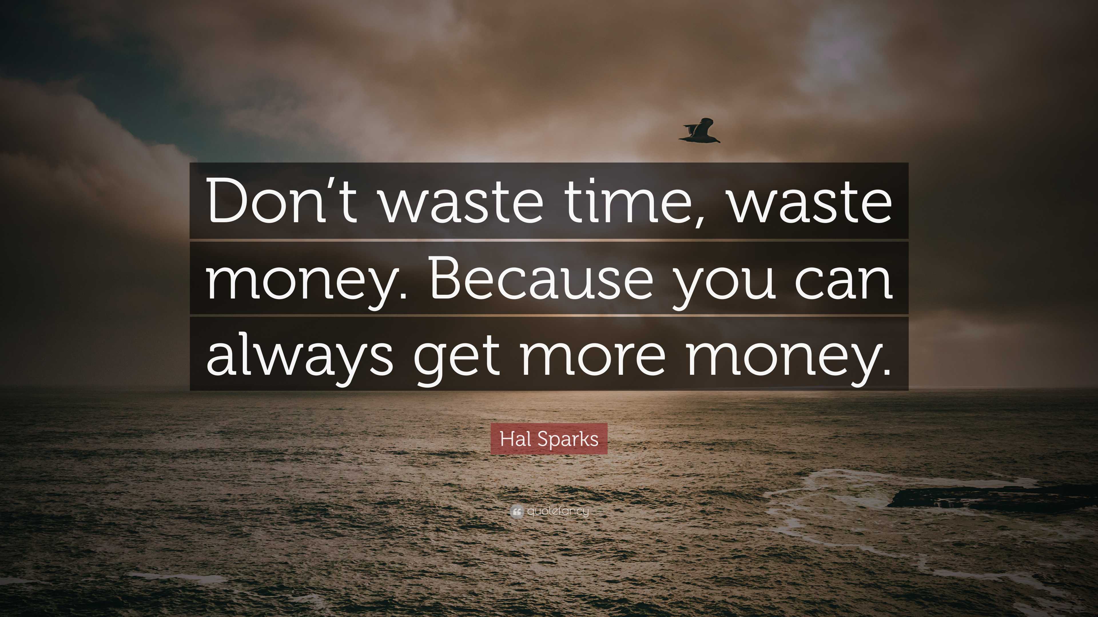 Hal Sparks Quote: “Don’t waste time, waste money. Because you can ...