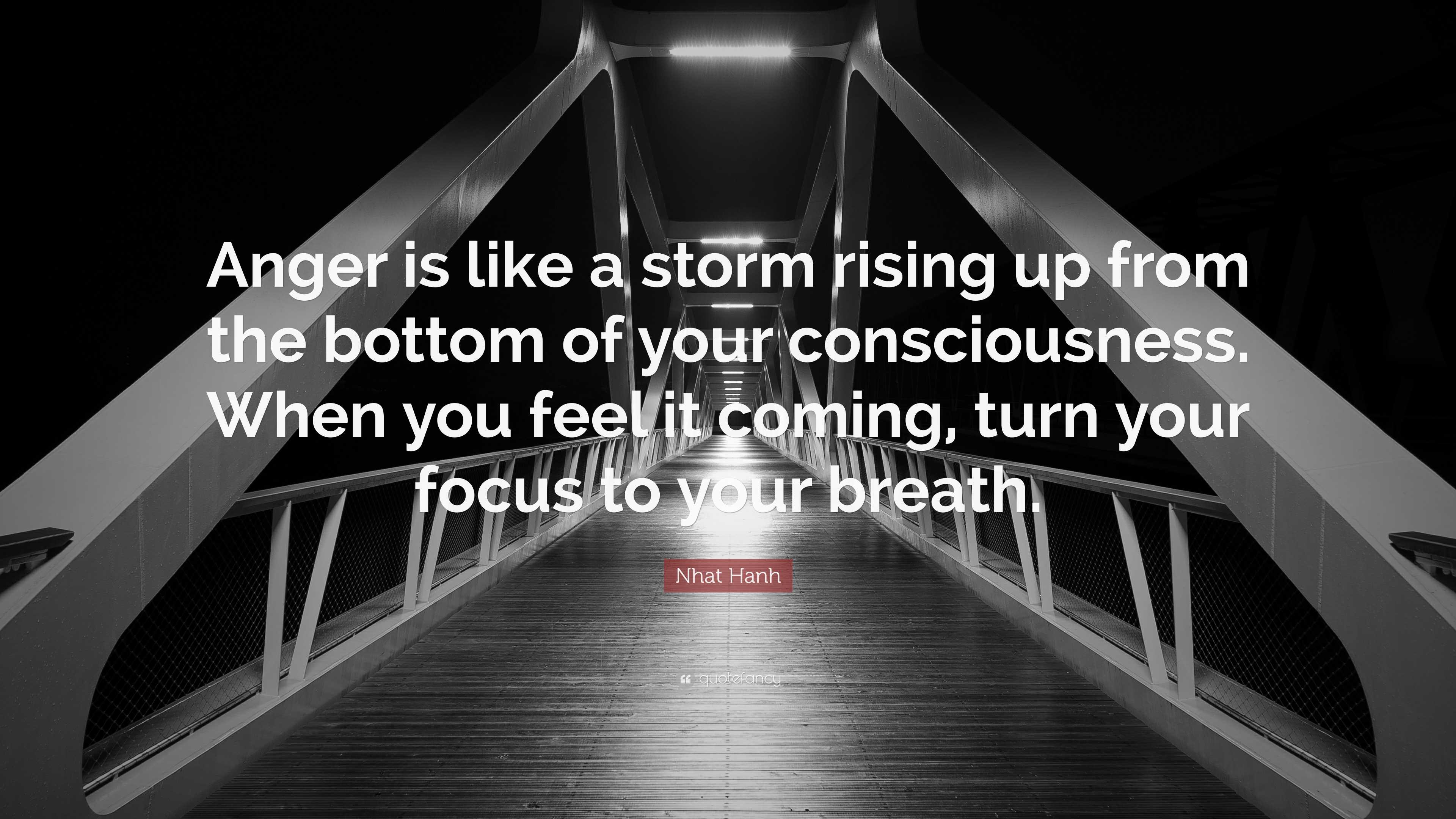 Nhat Hanh Quote: “Anger is like a storm rising up from the bottom of ...