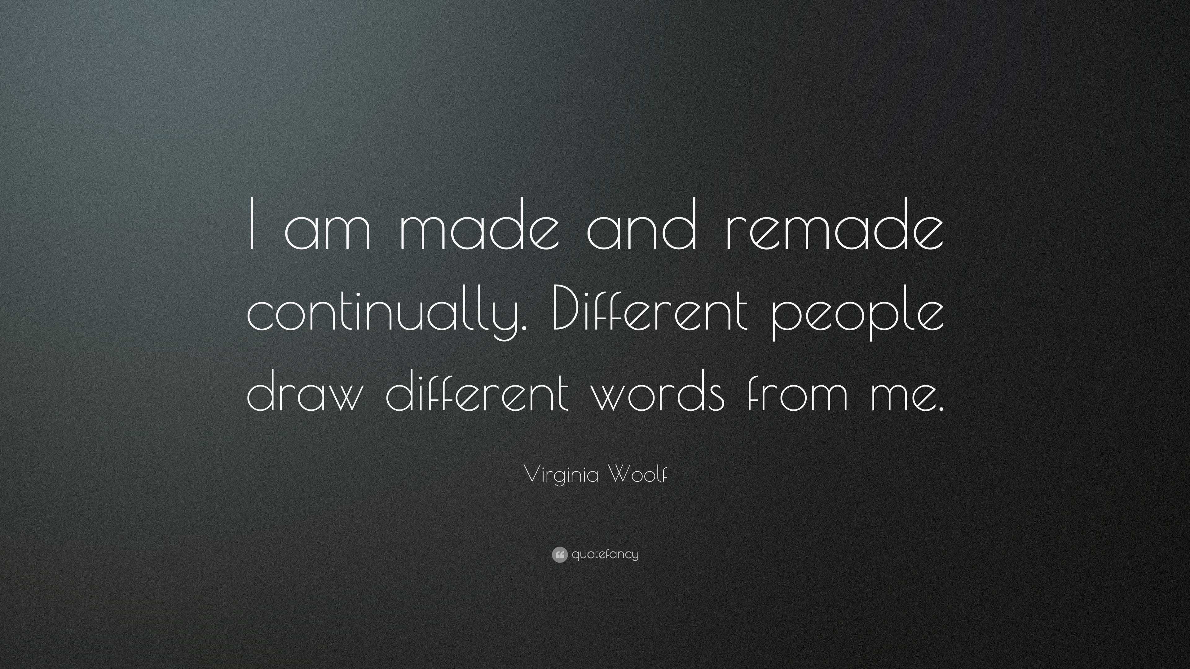 Virginia Woolf Quote: “I am made and remade continually. Different ...