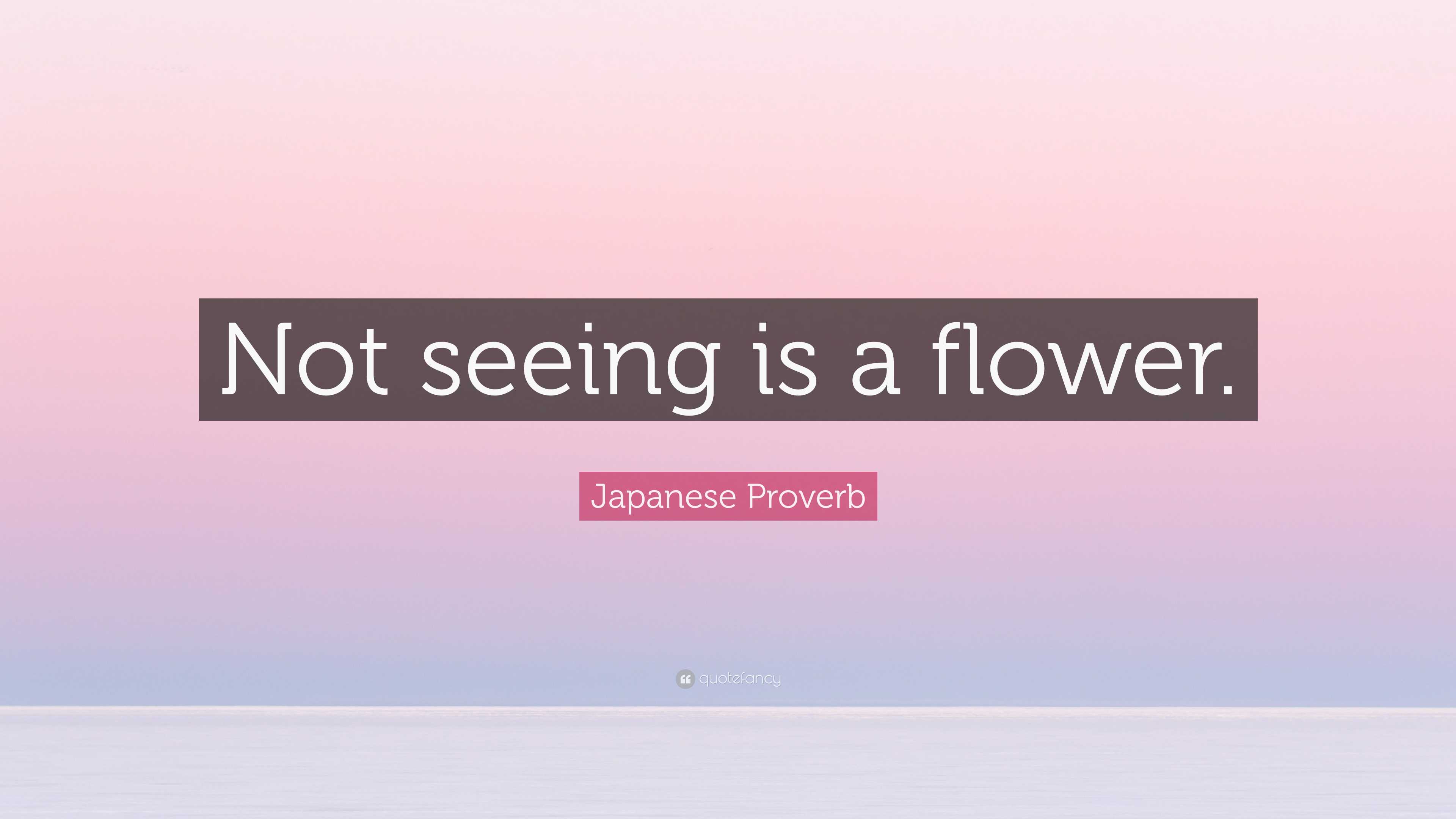 Japanese Proverb Quote: “Not seeing is a flower.”