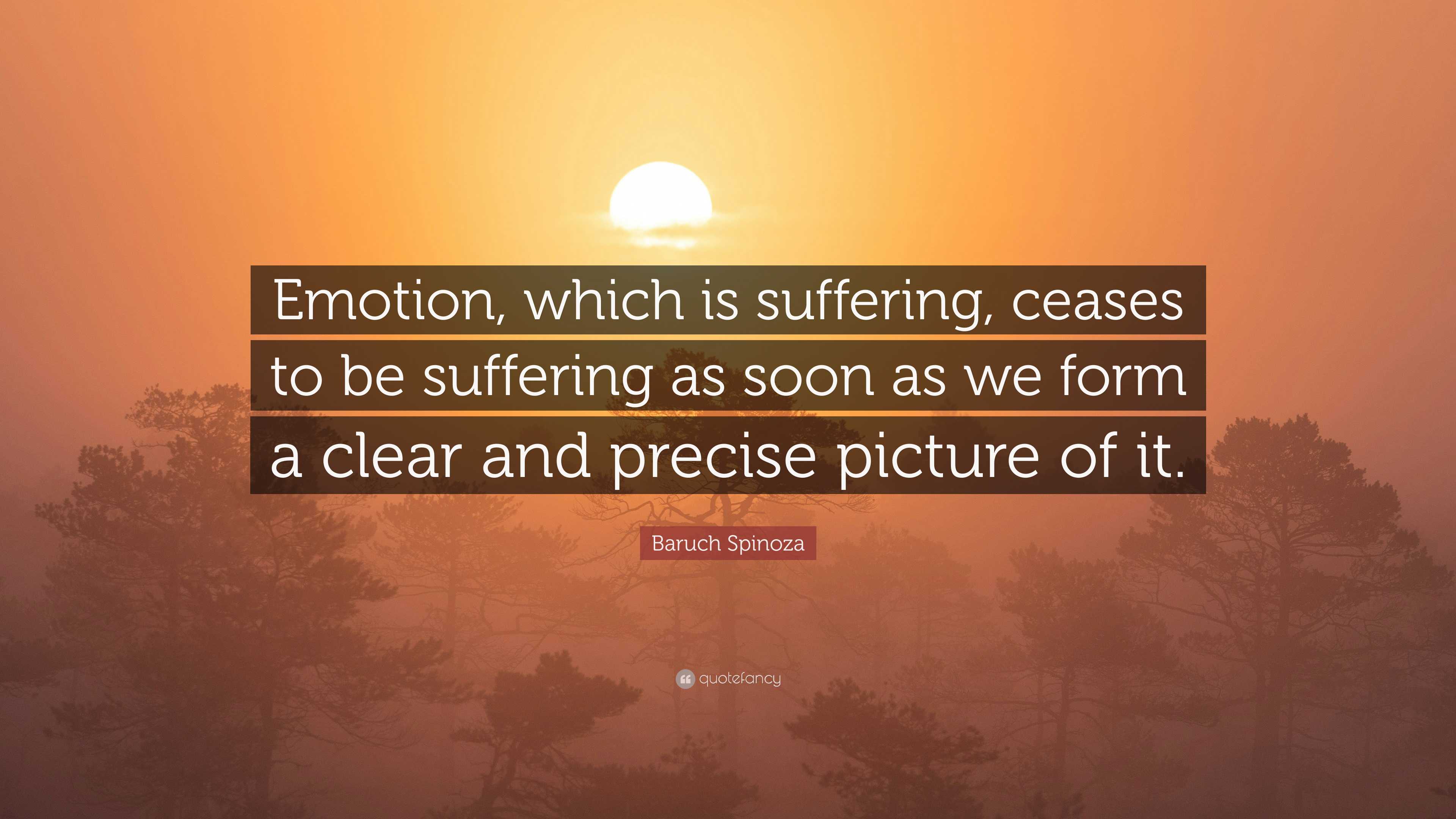 Baruch Spinoza Quote: “Emotion, which is suffering, ceases to be ...