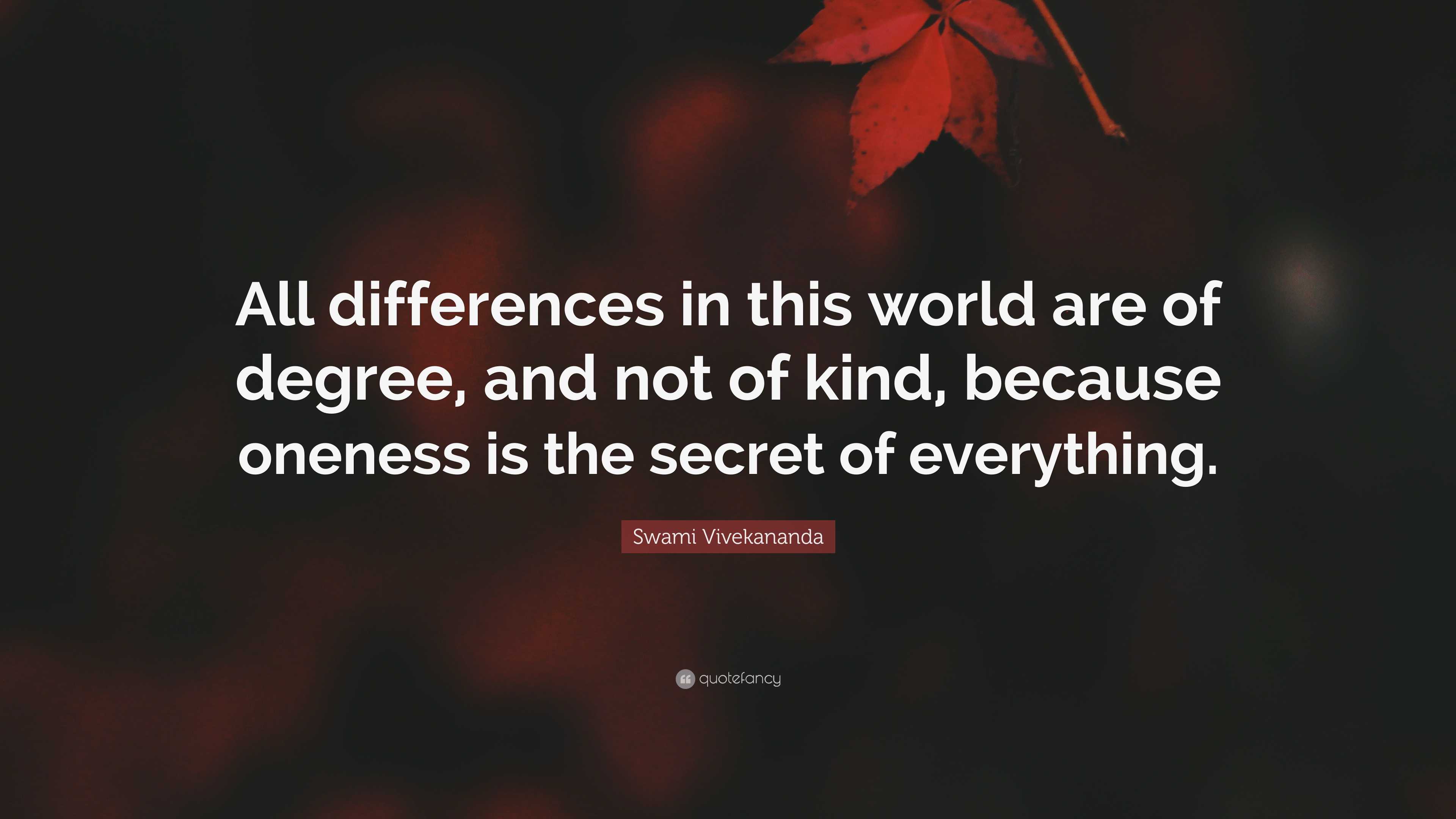 Swami Vivekananda Quote: “All differences in this world are of degree ...