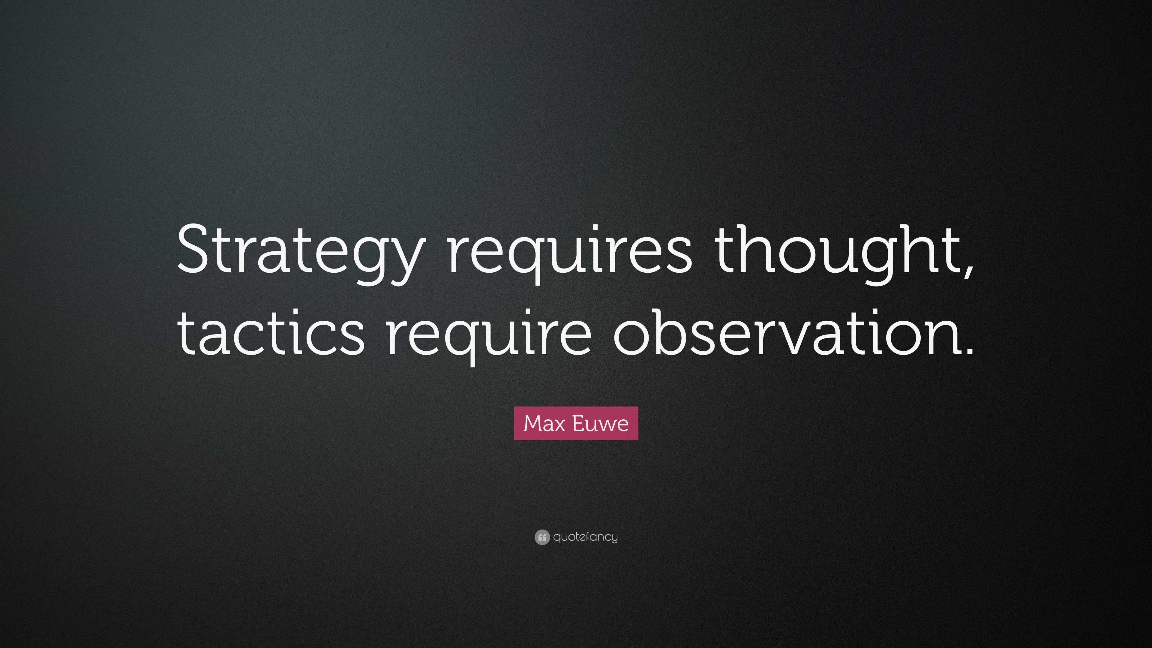 Max Euwe Quote: “Strategy requires thought, tactics require observation.”