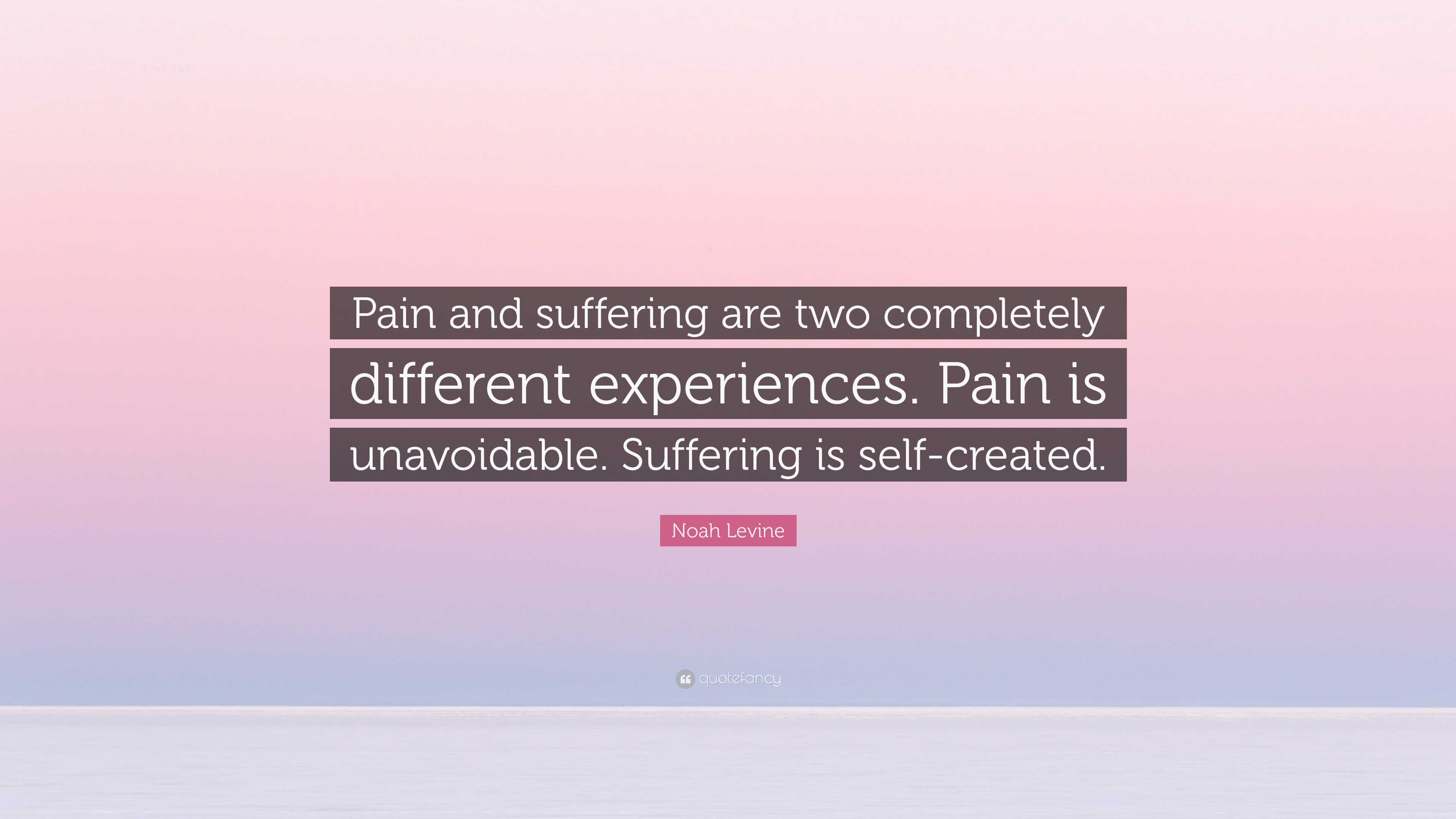 Noah Levine Quote: “Pain and suffering are two completely different ...