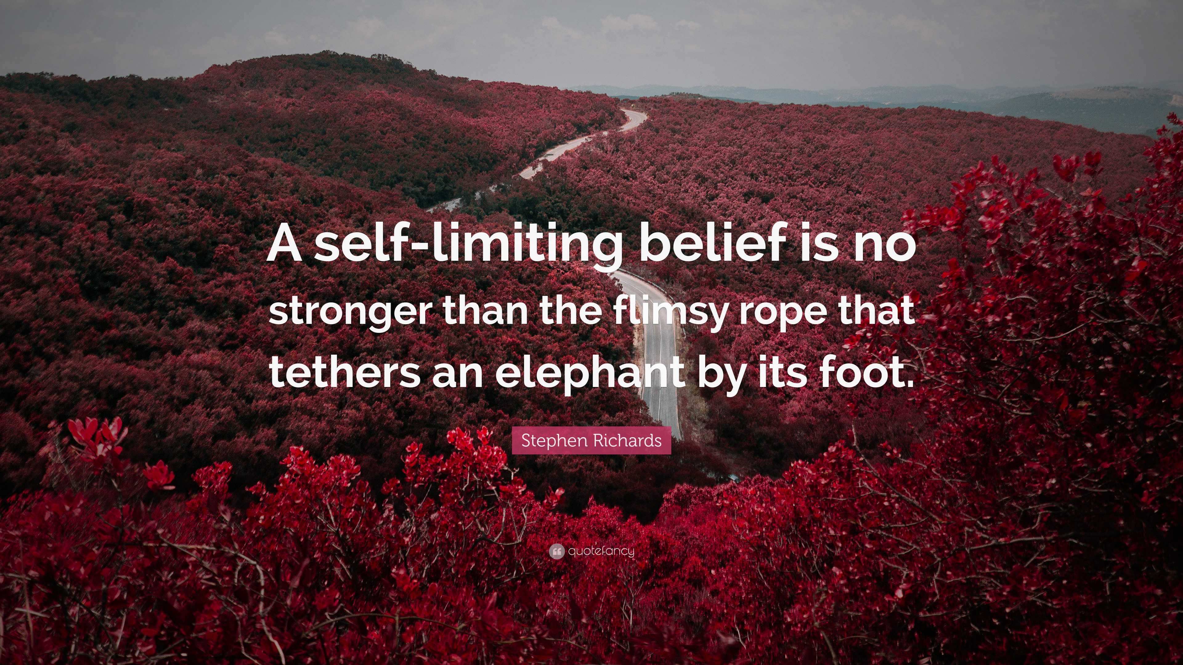 Stephen Richards Quote: “A self-limiting belief is no stronger than the ...