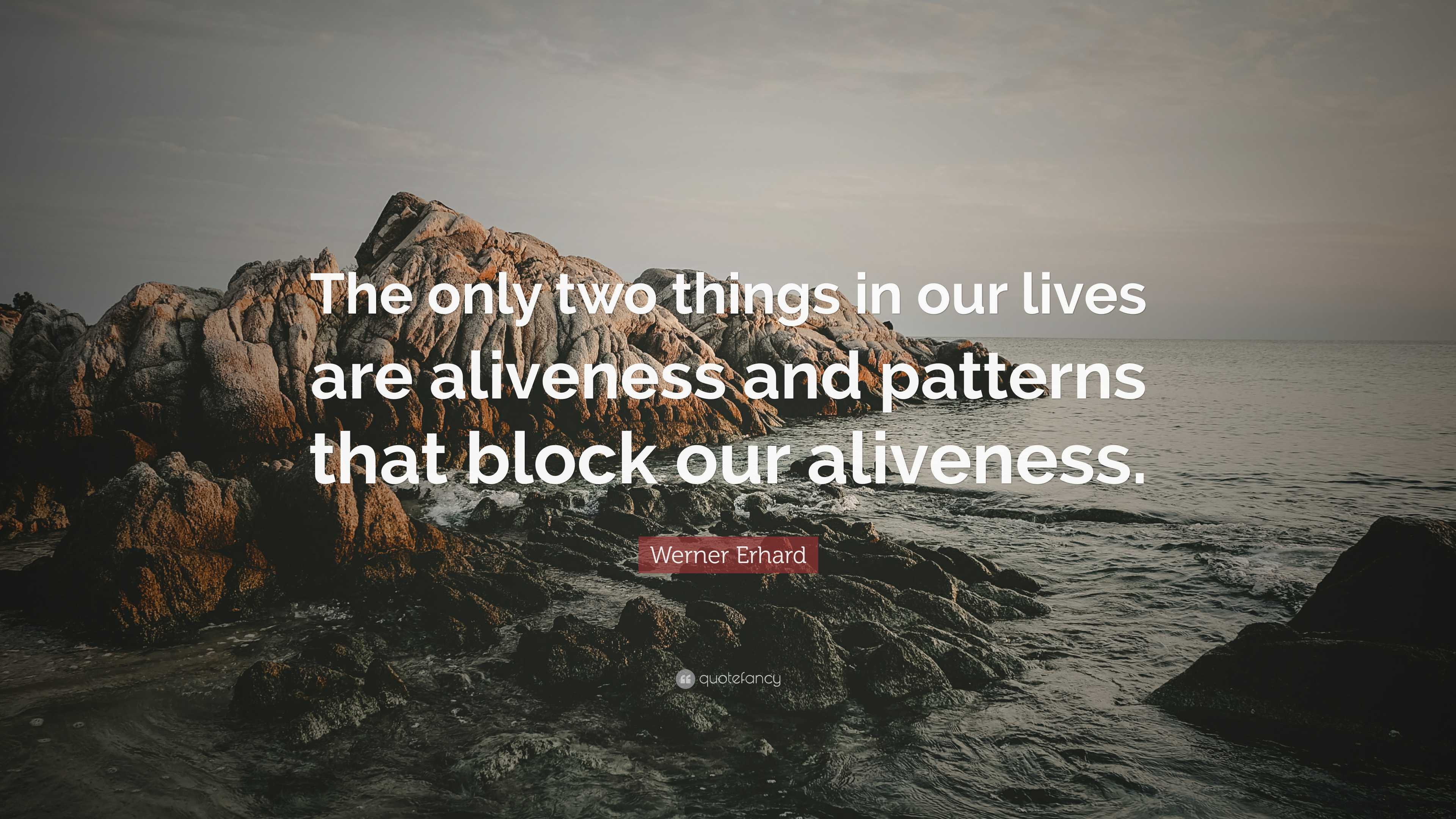 Werner Erhard Quote: “The only two things in our lives are aliveness ...