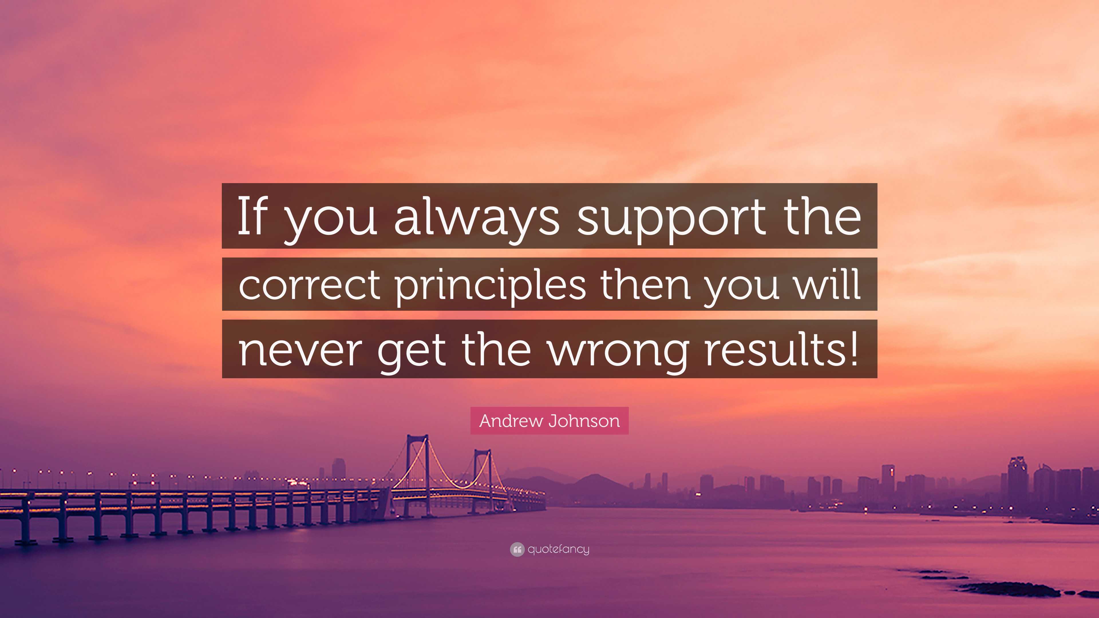 Andrew Johnson Quote: “If you always support the correct principles ...