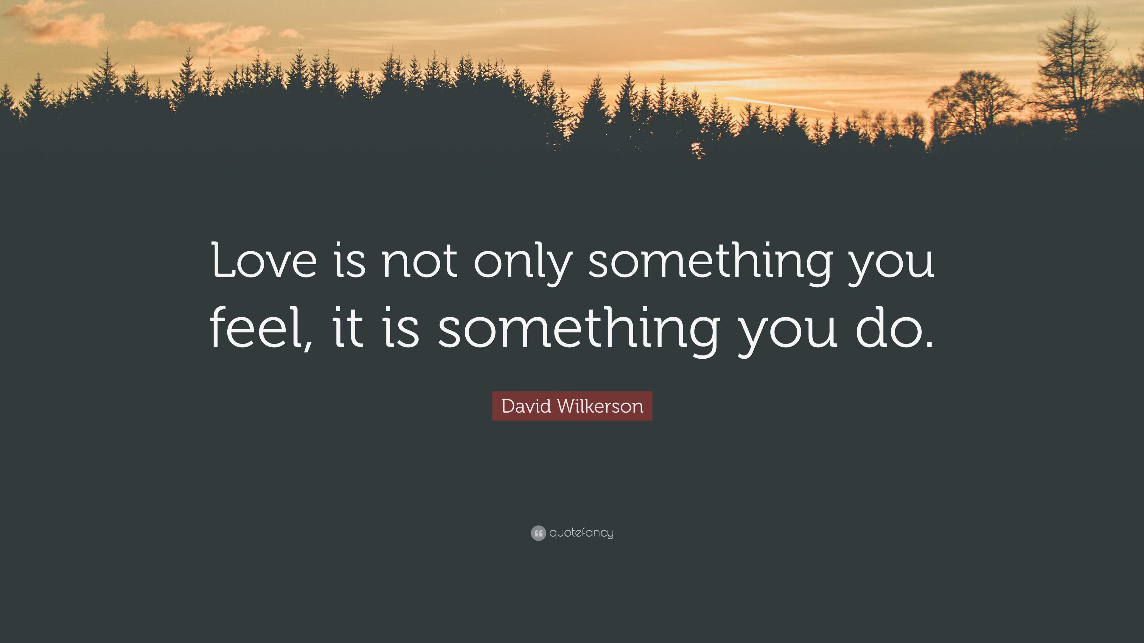 David Wilkerson Quote: “Love is not only something you feel, it is ...