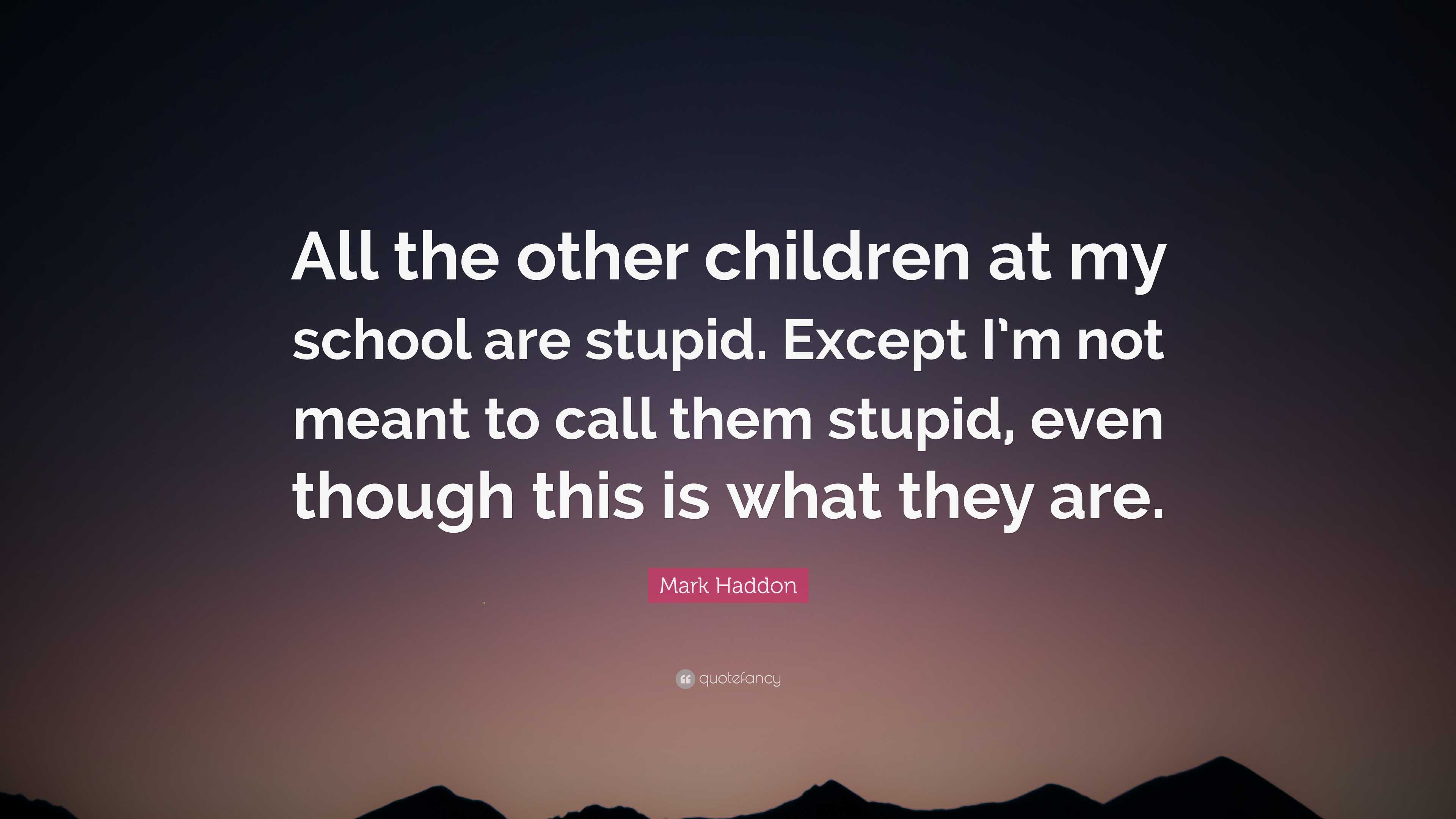 Mark Haddon Quote: “All the other children at my school are stupid ...