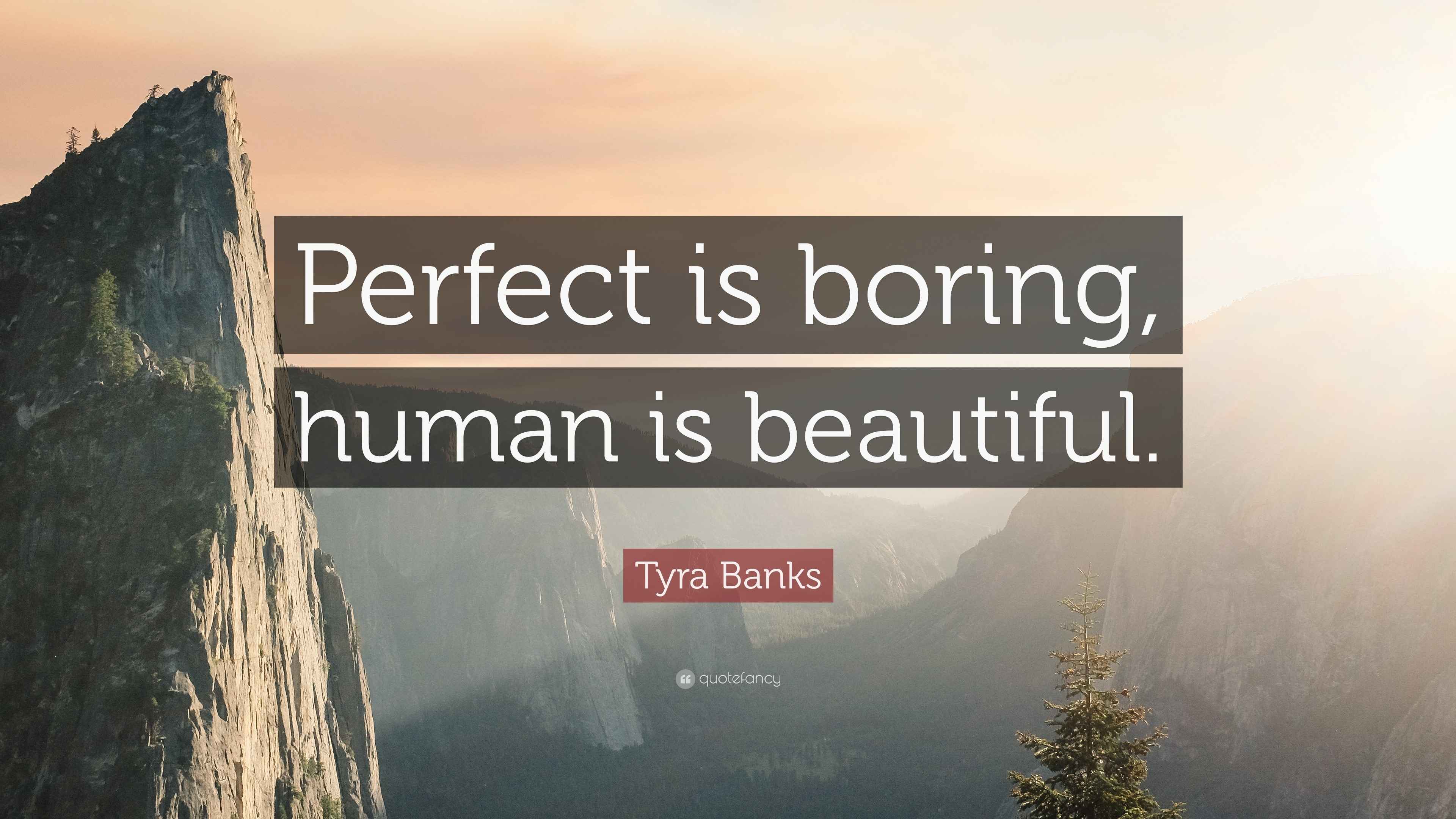 Tyra Banks Quote: “Perfect is boring, human is beautiful.”