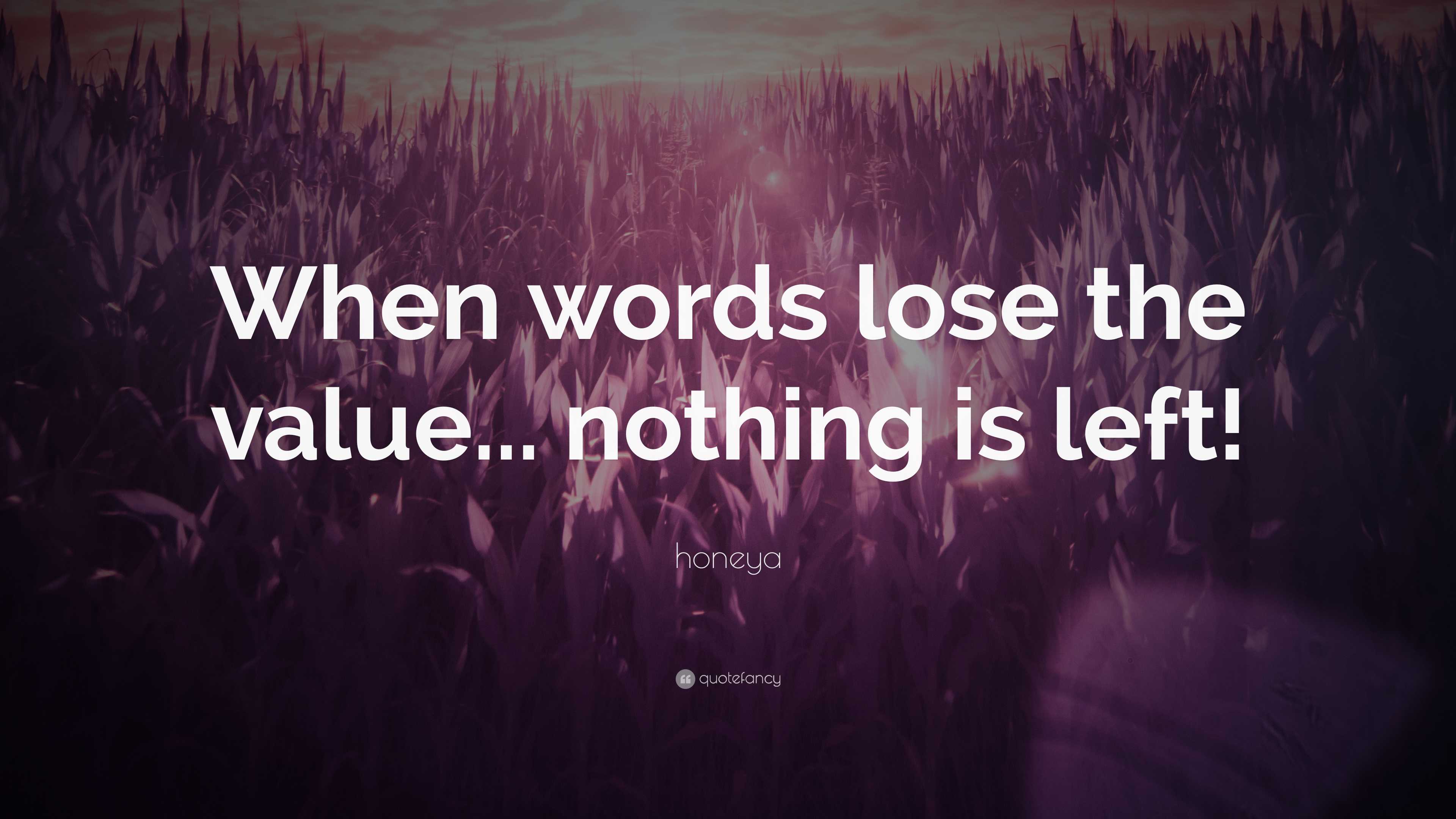 honeya Quote: “When words lose the value... nothing is left!”
