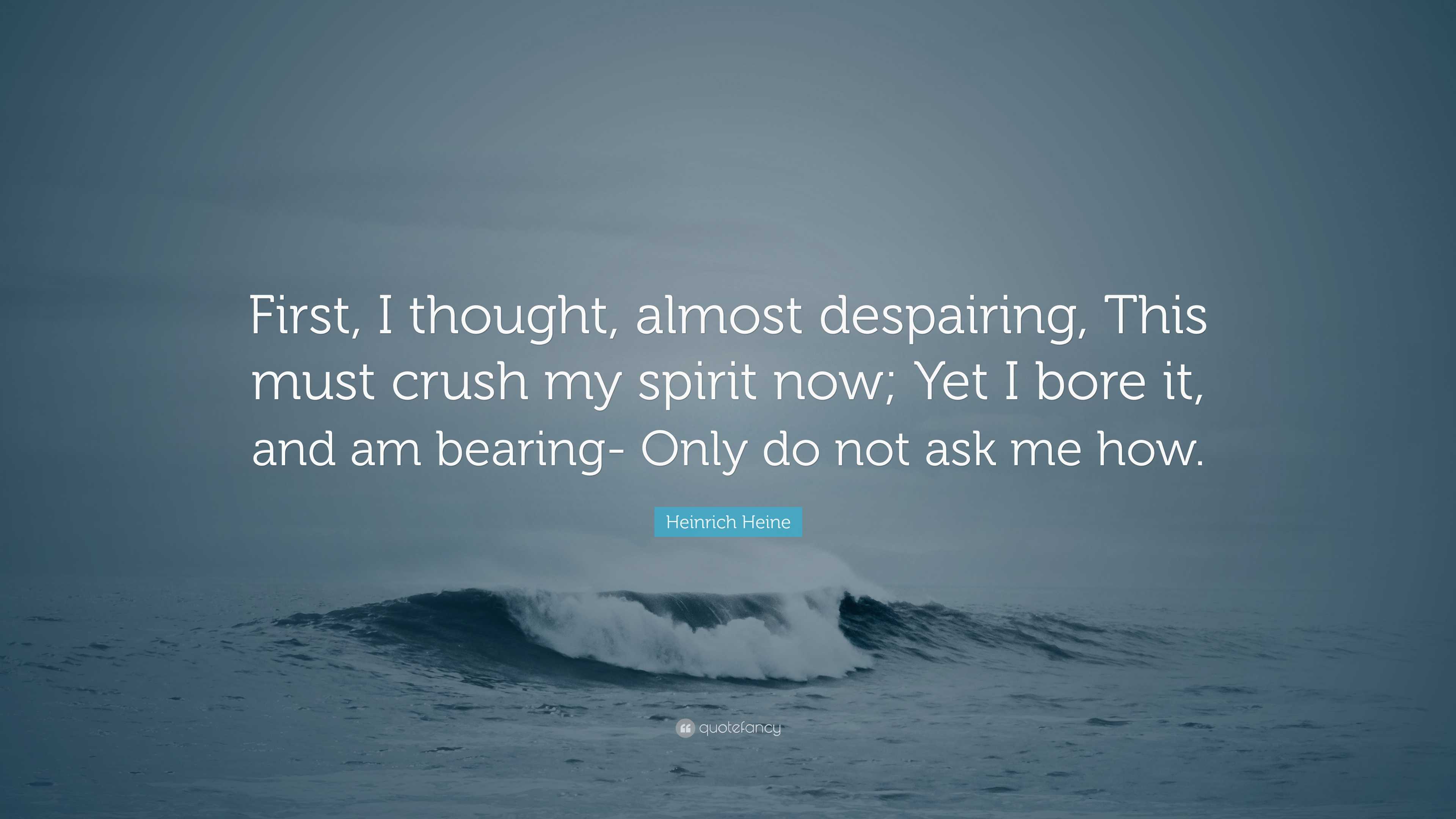 Heinrich Heine Quote: “First, I thought, almost despairing, This must ...