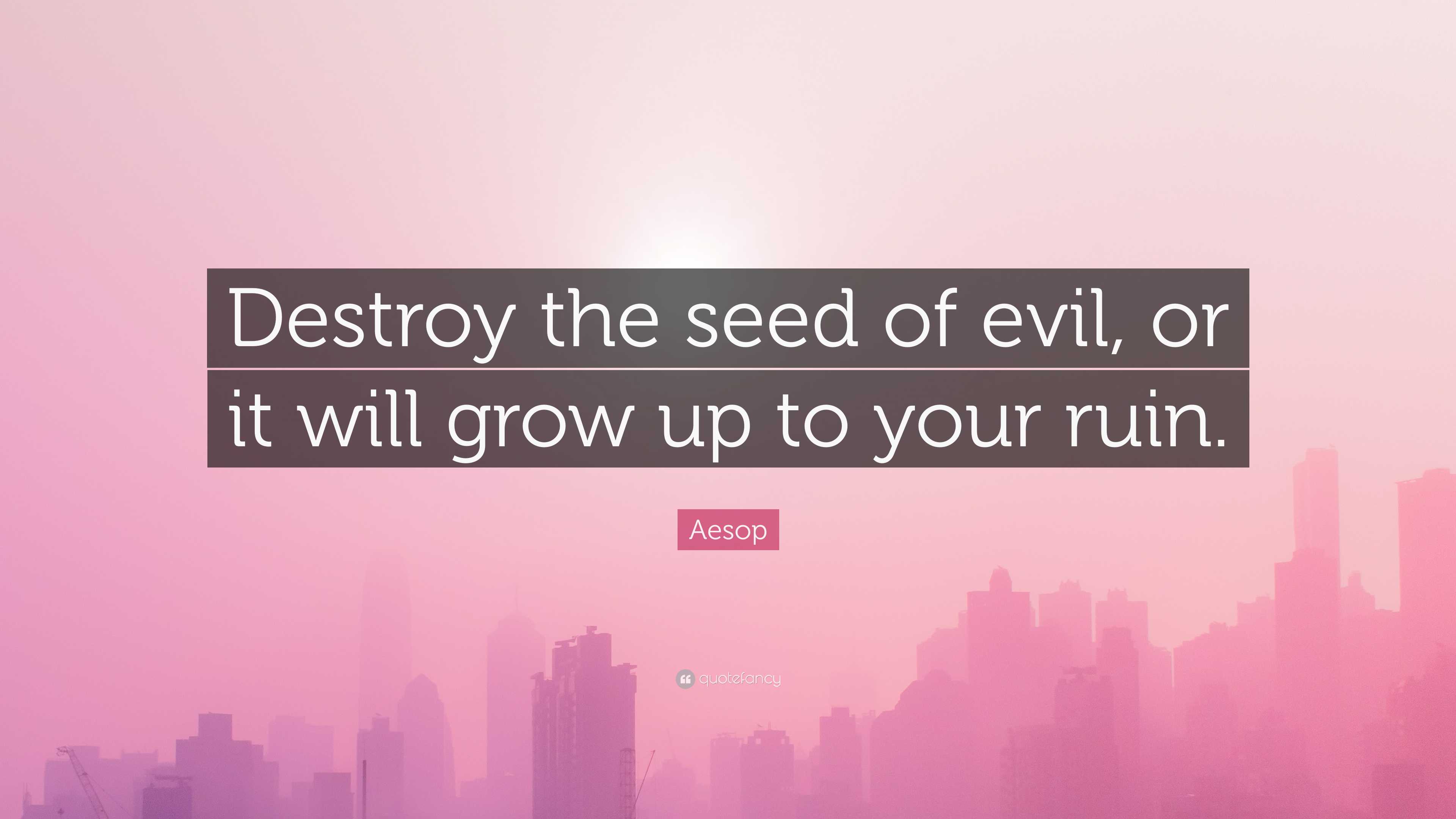 Aesop Quote: “Destroy the seed of evil, or it will grow up to your ruin.”