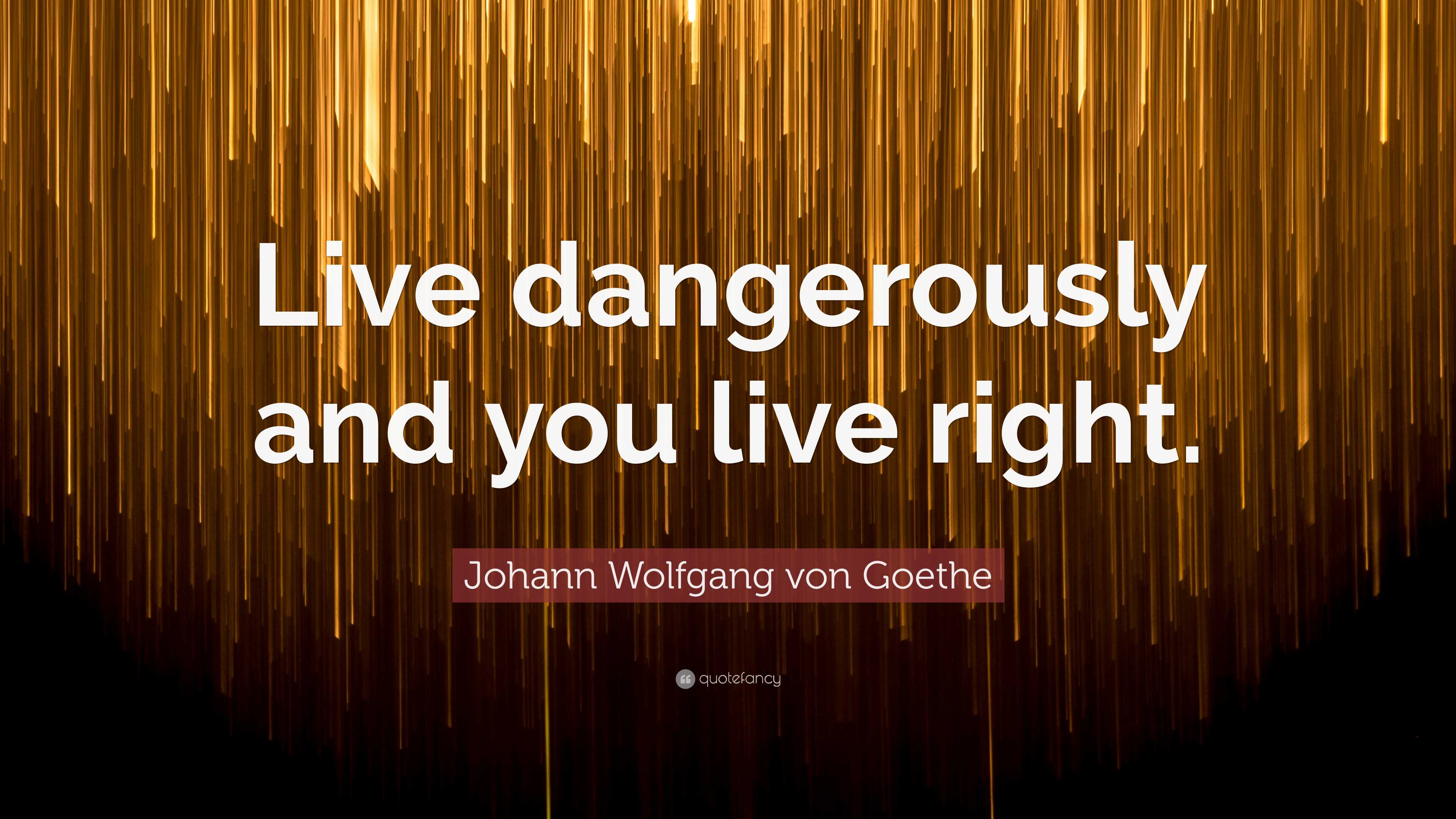 Johann Wolfgang von Goethe Quote: “Live dangerously and you live right.”