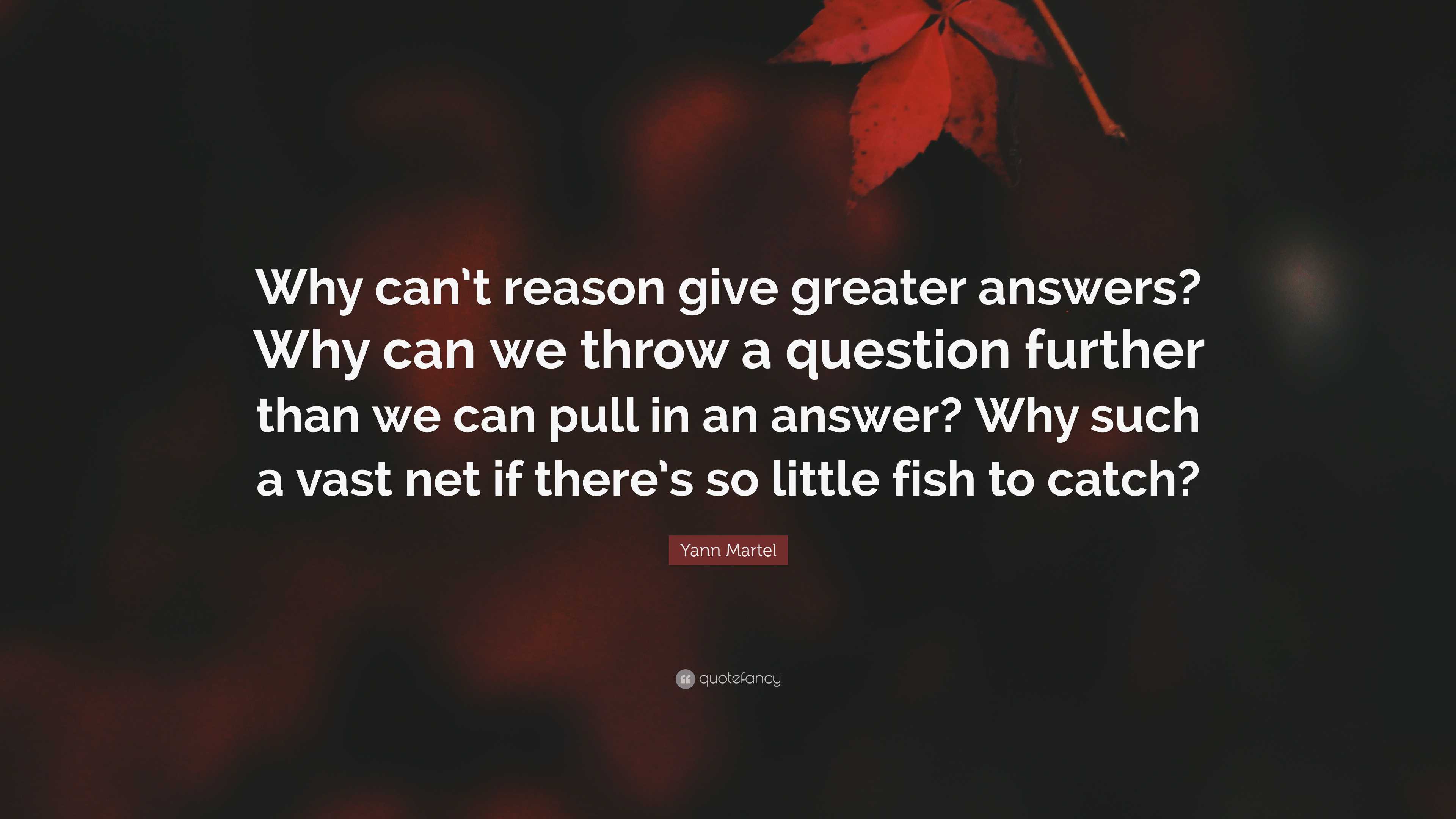 Yann Martel Quote: “Why can’t reason give greater answers? Why can we ...