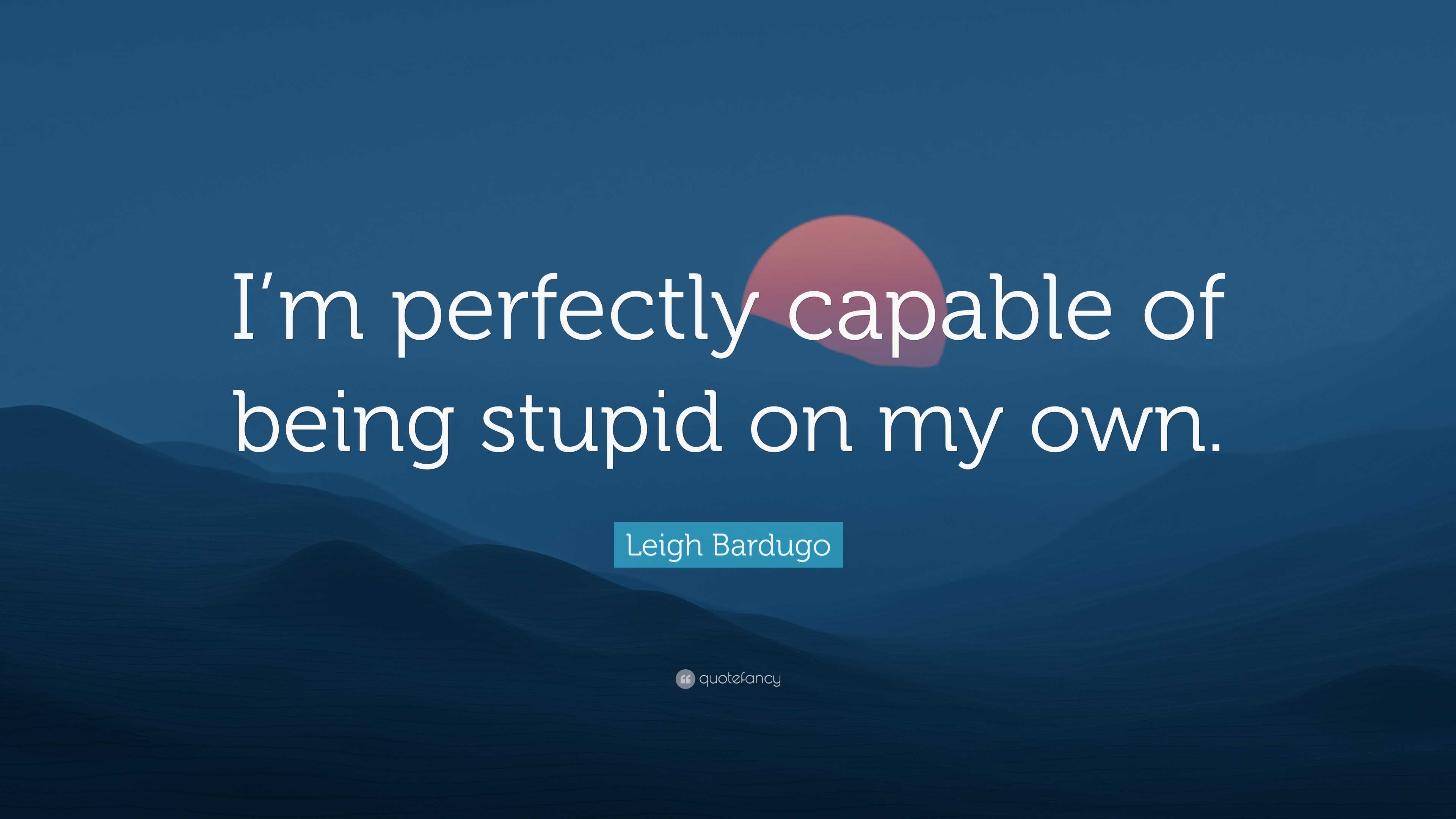 Leigh Bardugo Quote: “I’m perfectly capable of being stupid on my own.”