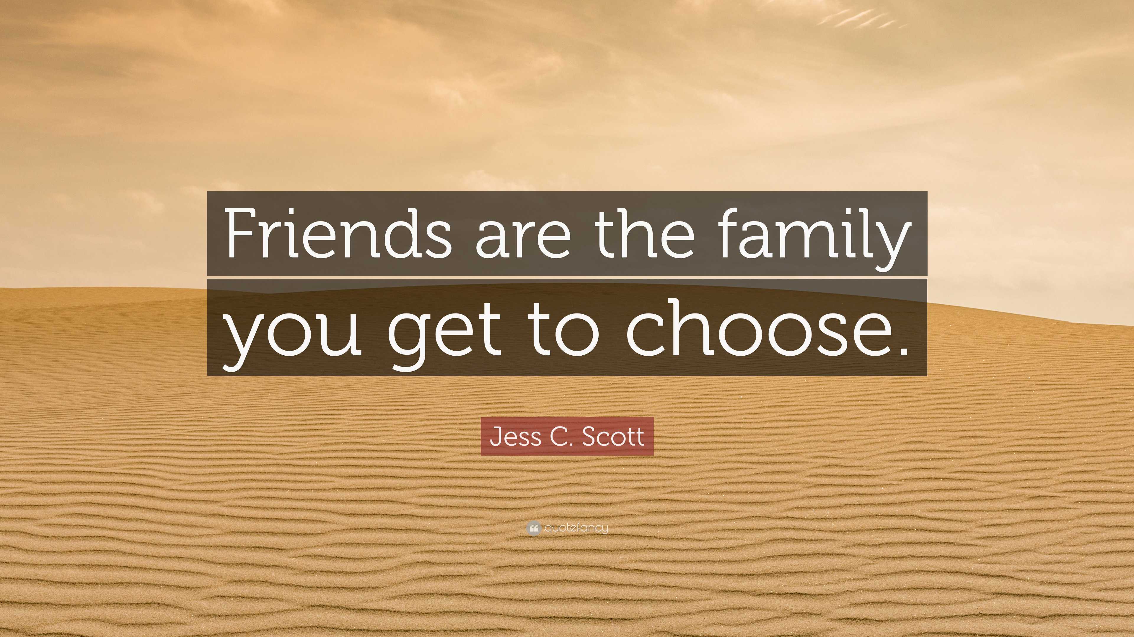 Jess C. Scott Quote: “Friends are the family you get to choose.”