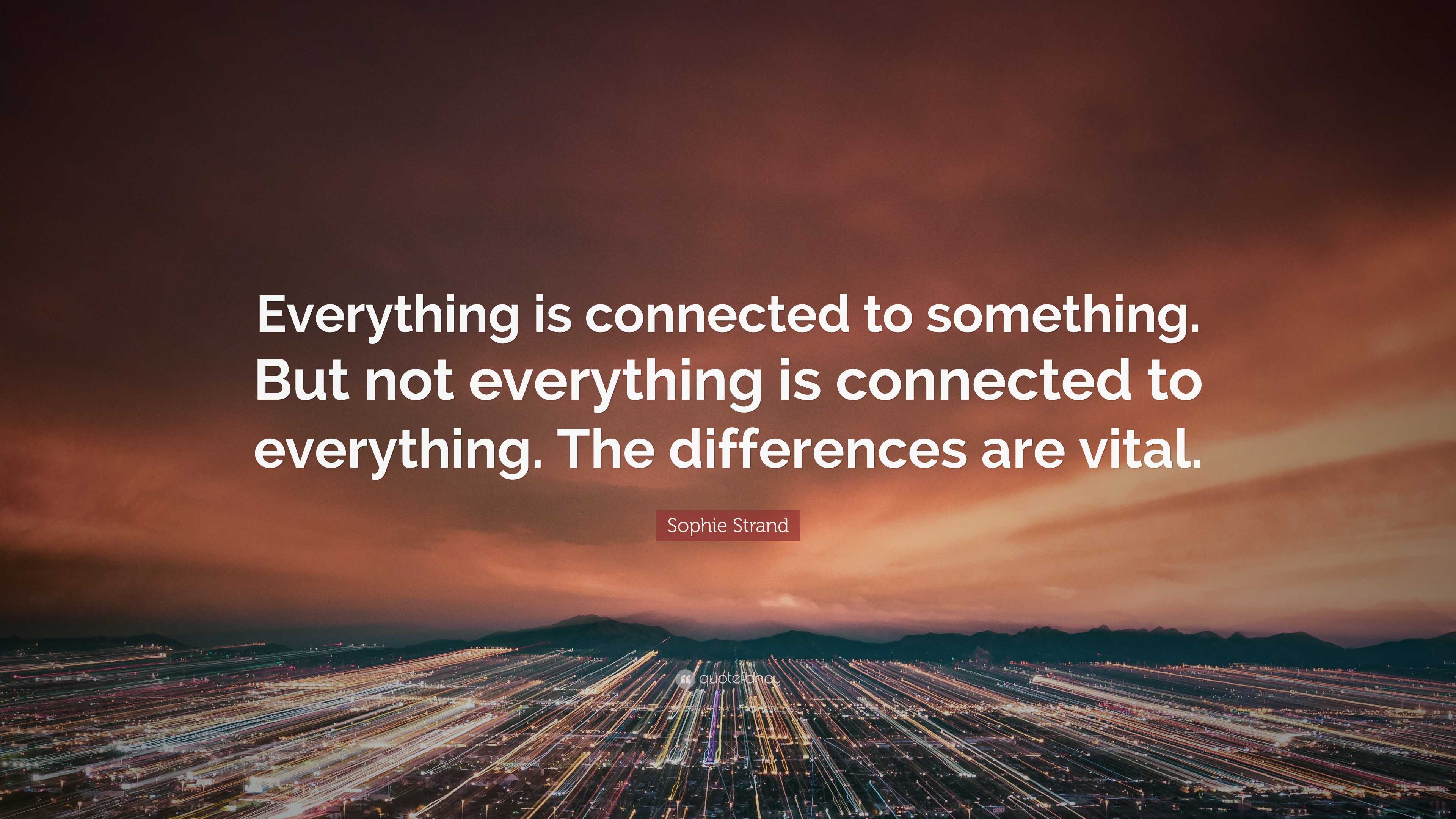 Sophie Strand Quote: “Everything is connected to something. But not ...