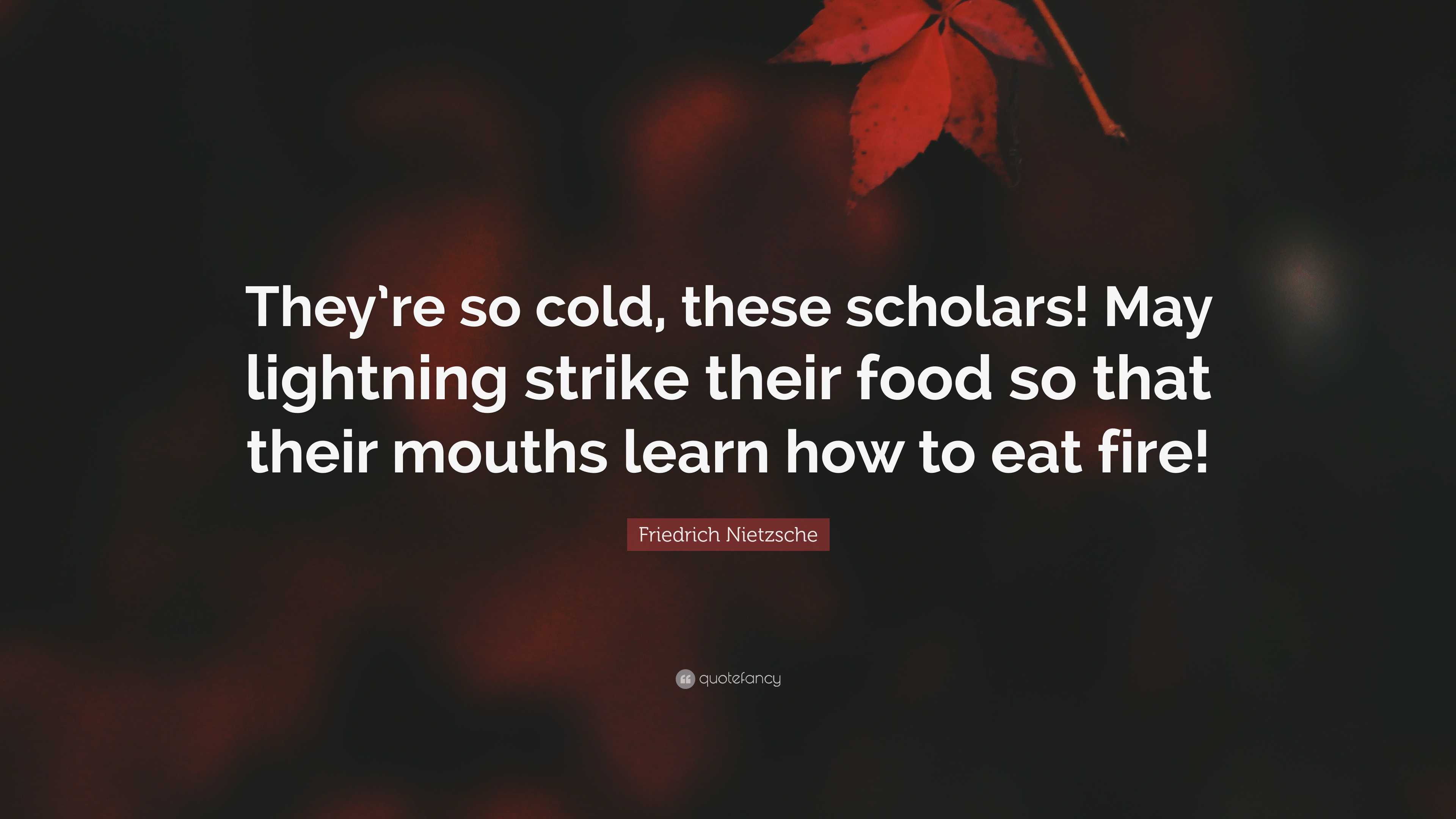 Friedrich Nietzsche Quote: “They’re so cold, these scholars! May ...