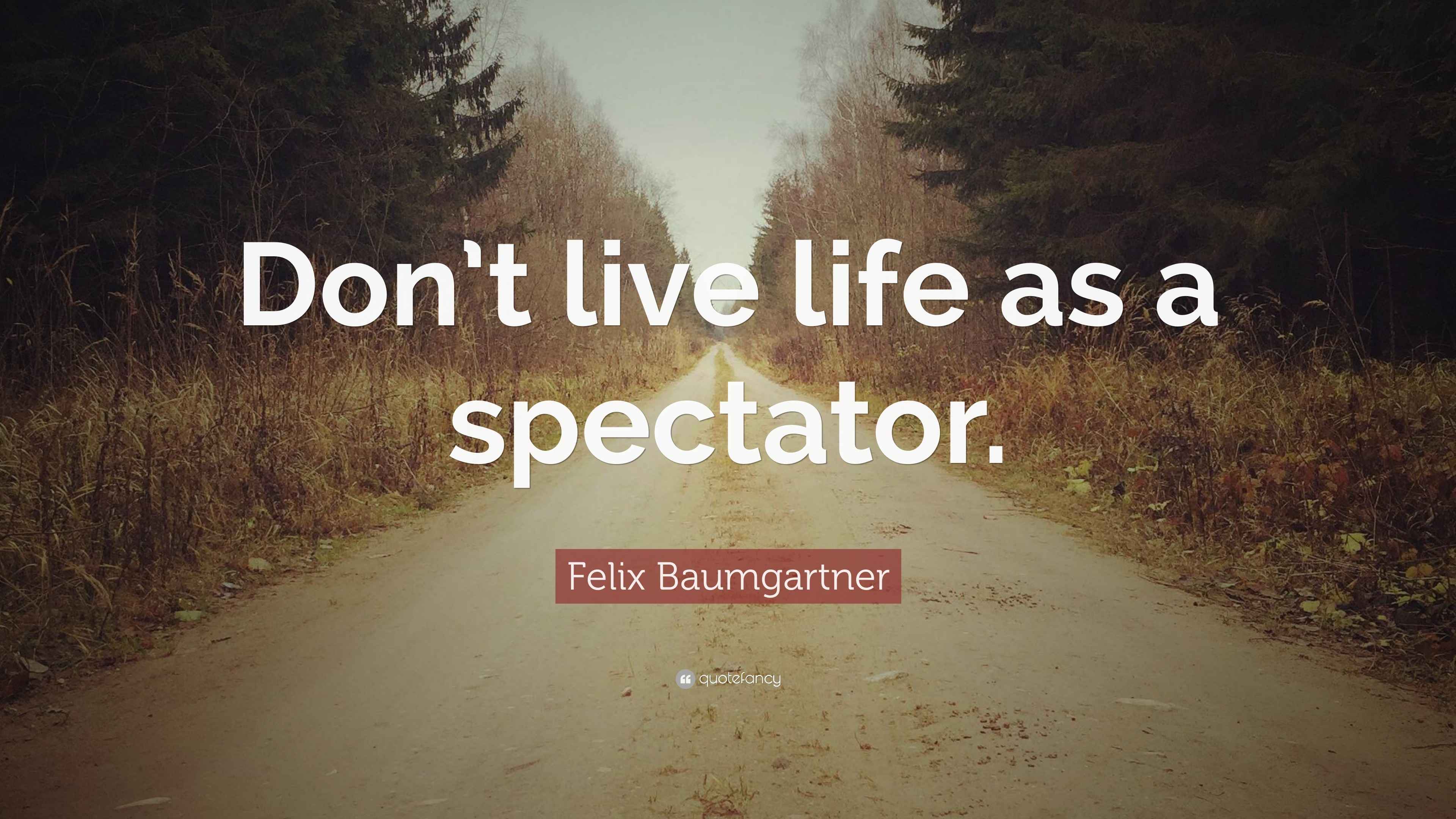 Felix Baumgartner Quote: “Don’t live life as a spectator.”