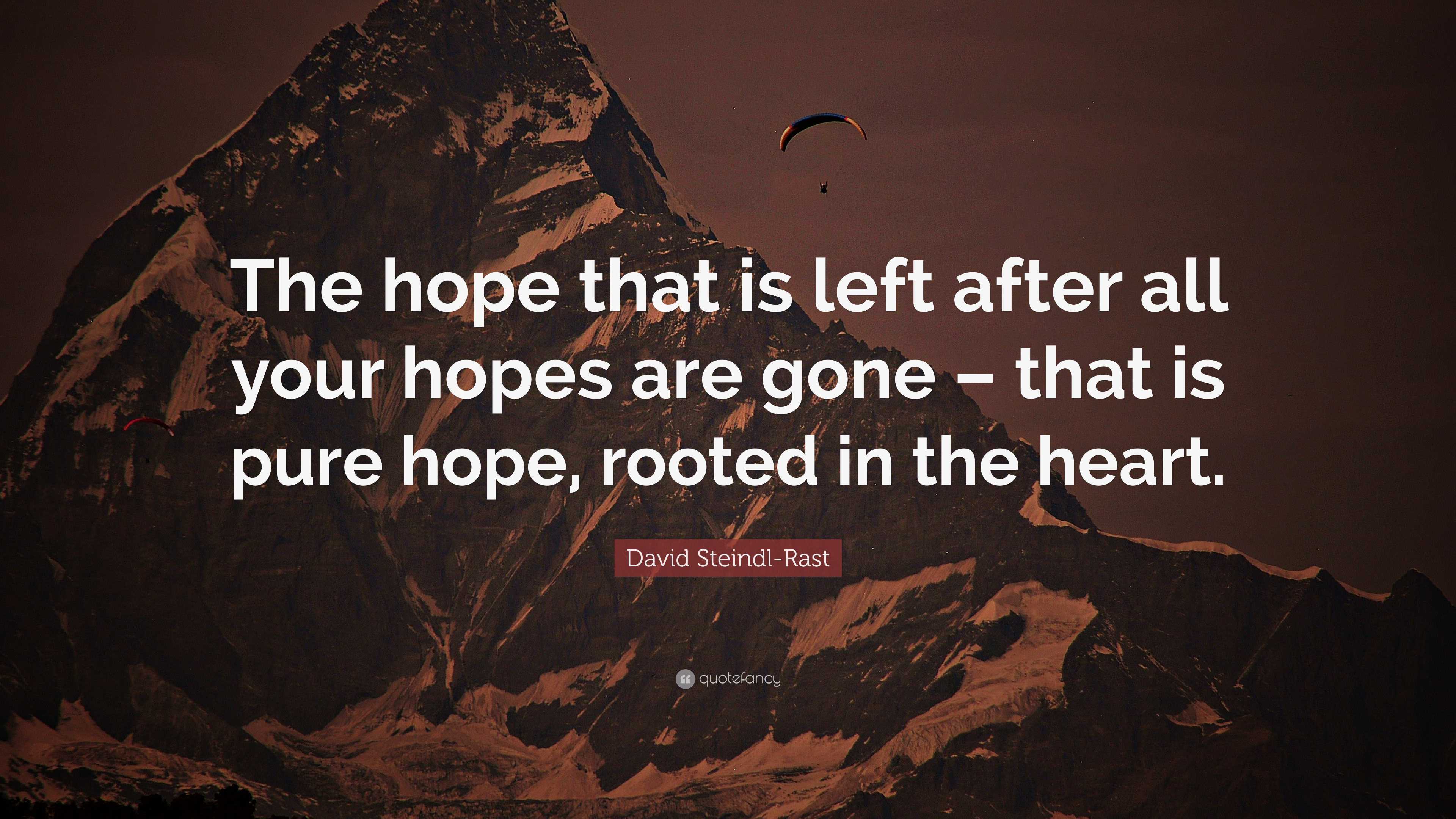 David Steindl-Rast Quote: “The hope that is left after all your hopes ...