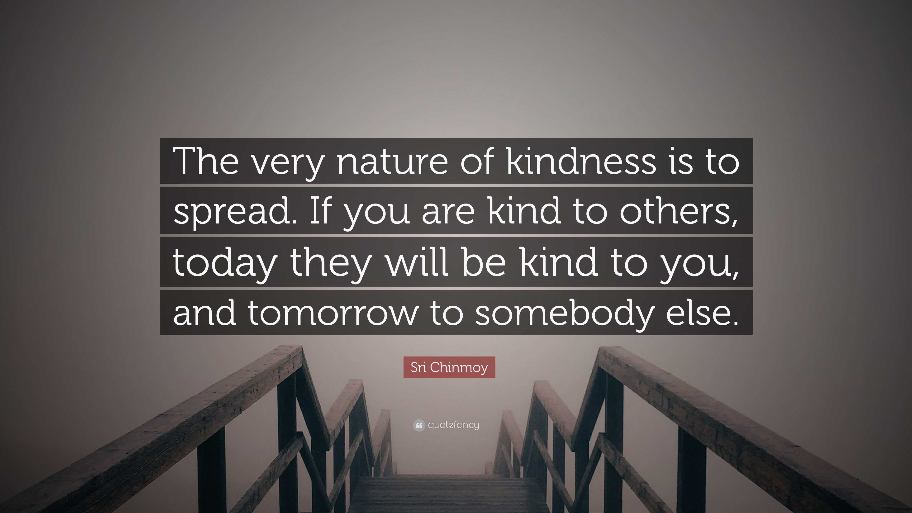 Sri Chinmoy Quote: “The very nature of kindness is to spread. If you ...