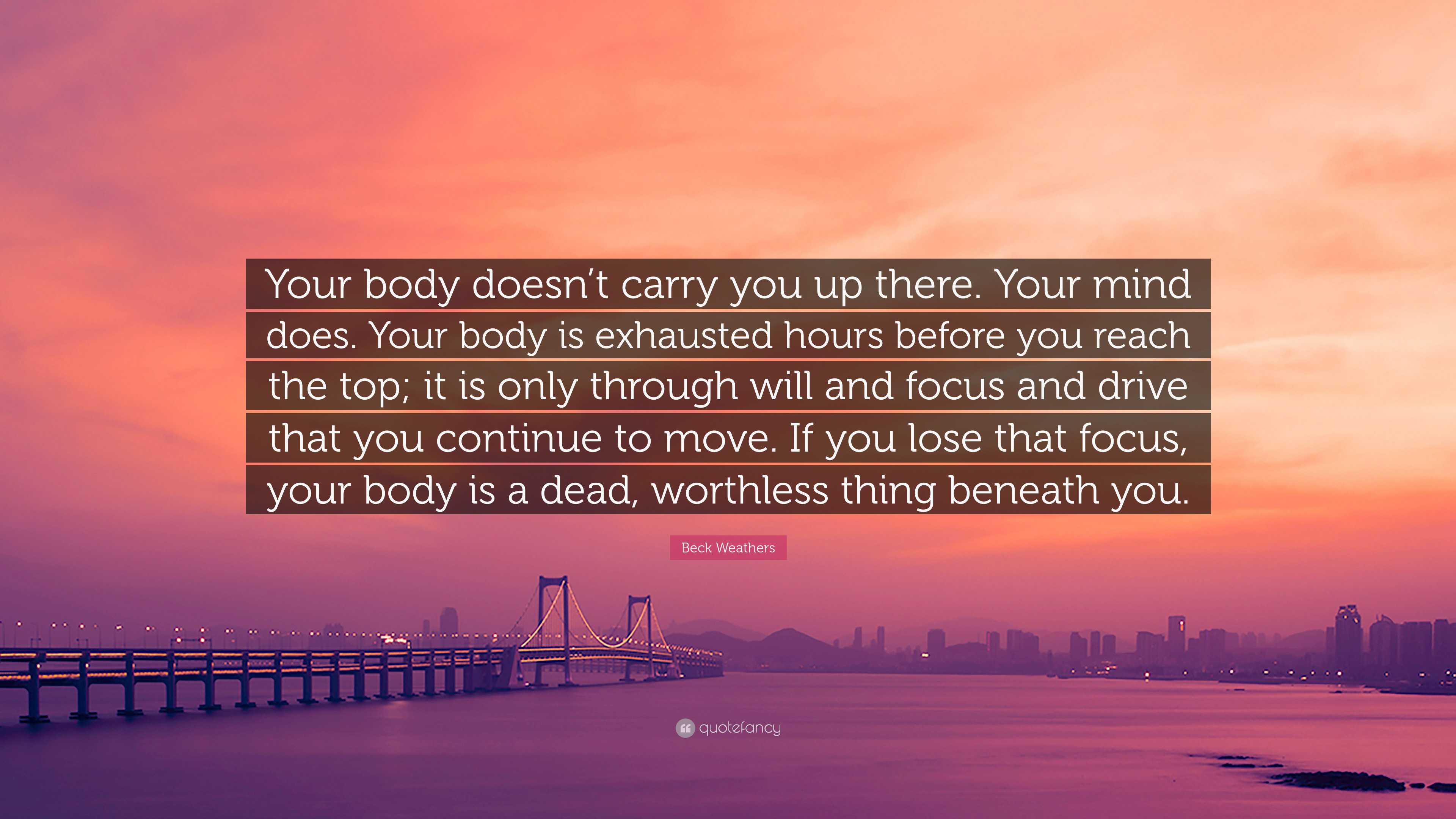 Beck Weathers Quote: “Your body doesn’t carry you up there. Your mind ...