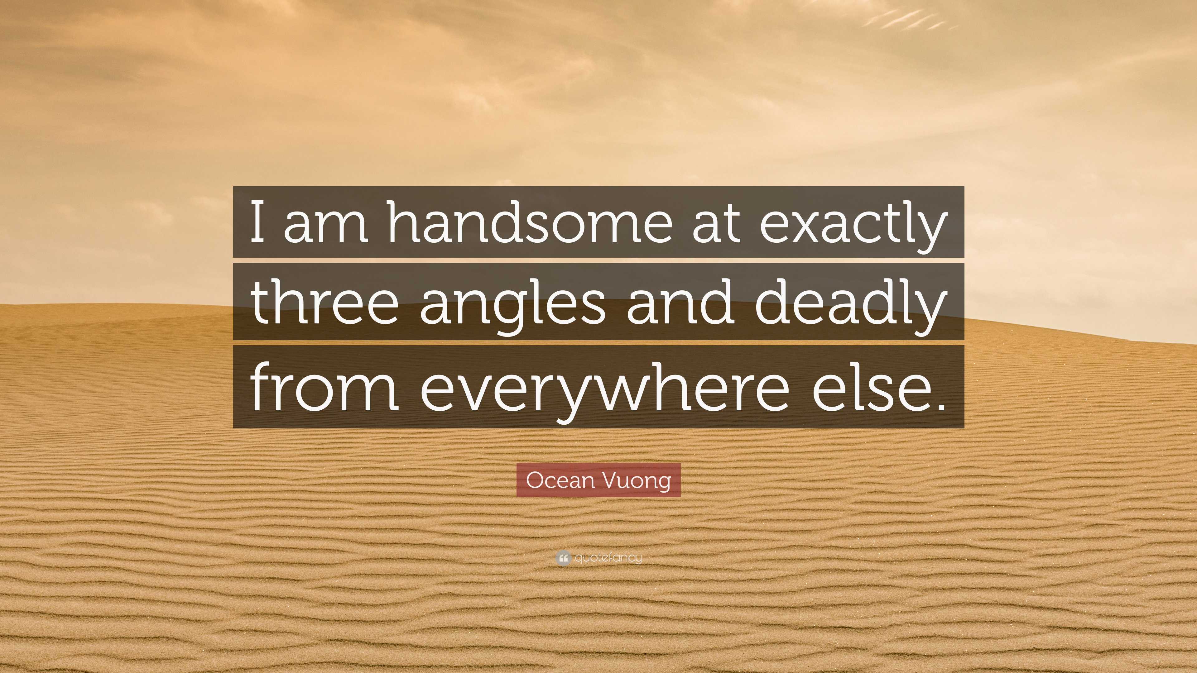 Ocean Vuong Quote: “I am handsome at exactly three angles and deadly ...