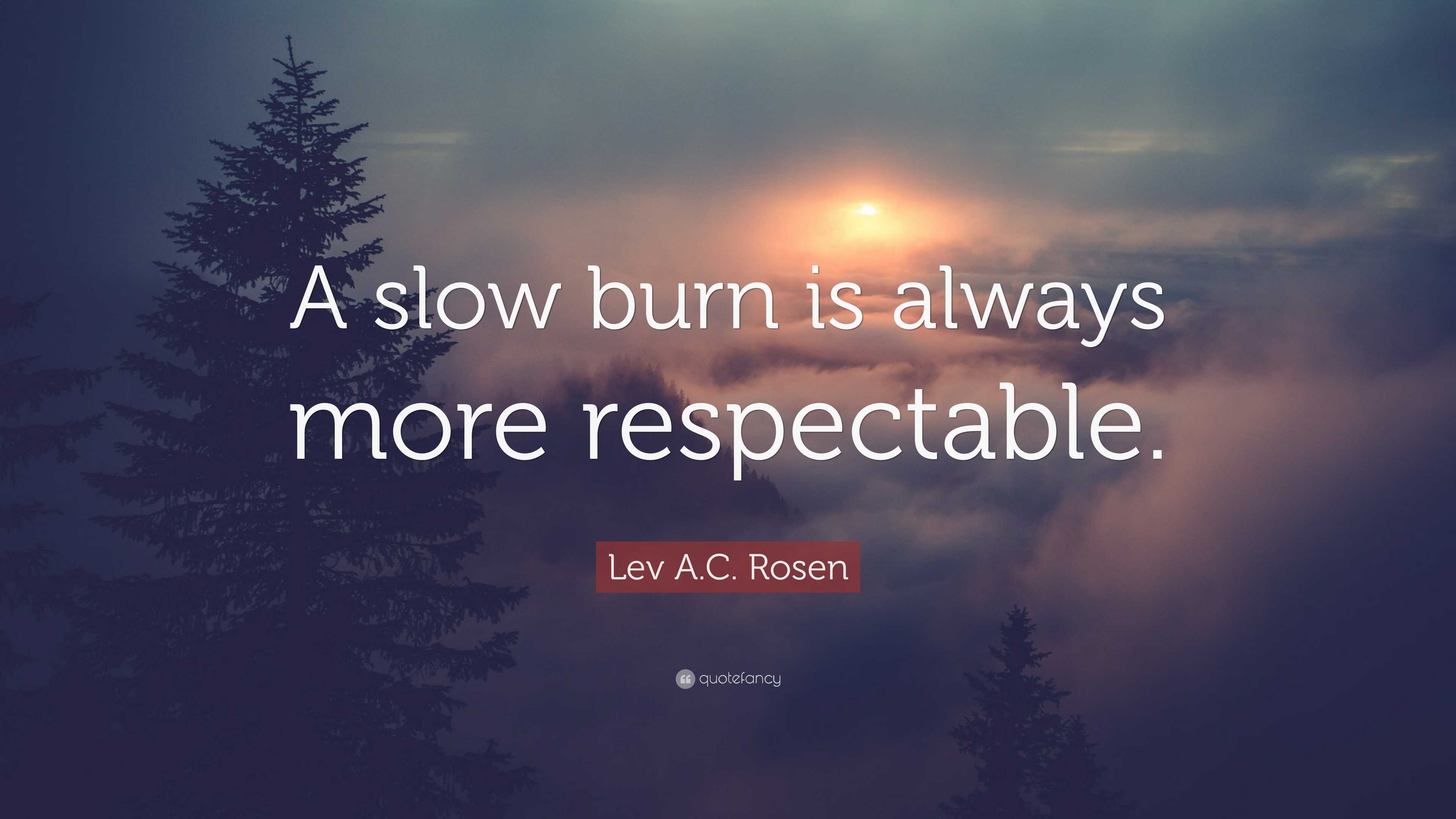Lev A.C. Rosen Quote: “A slow burn is always more respectable.”