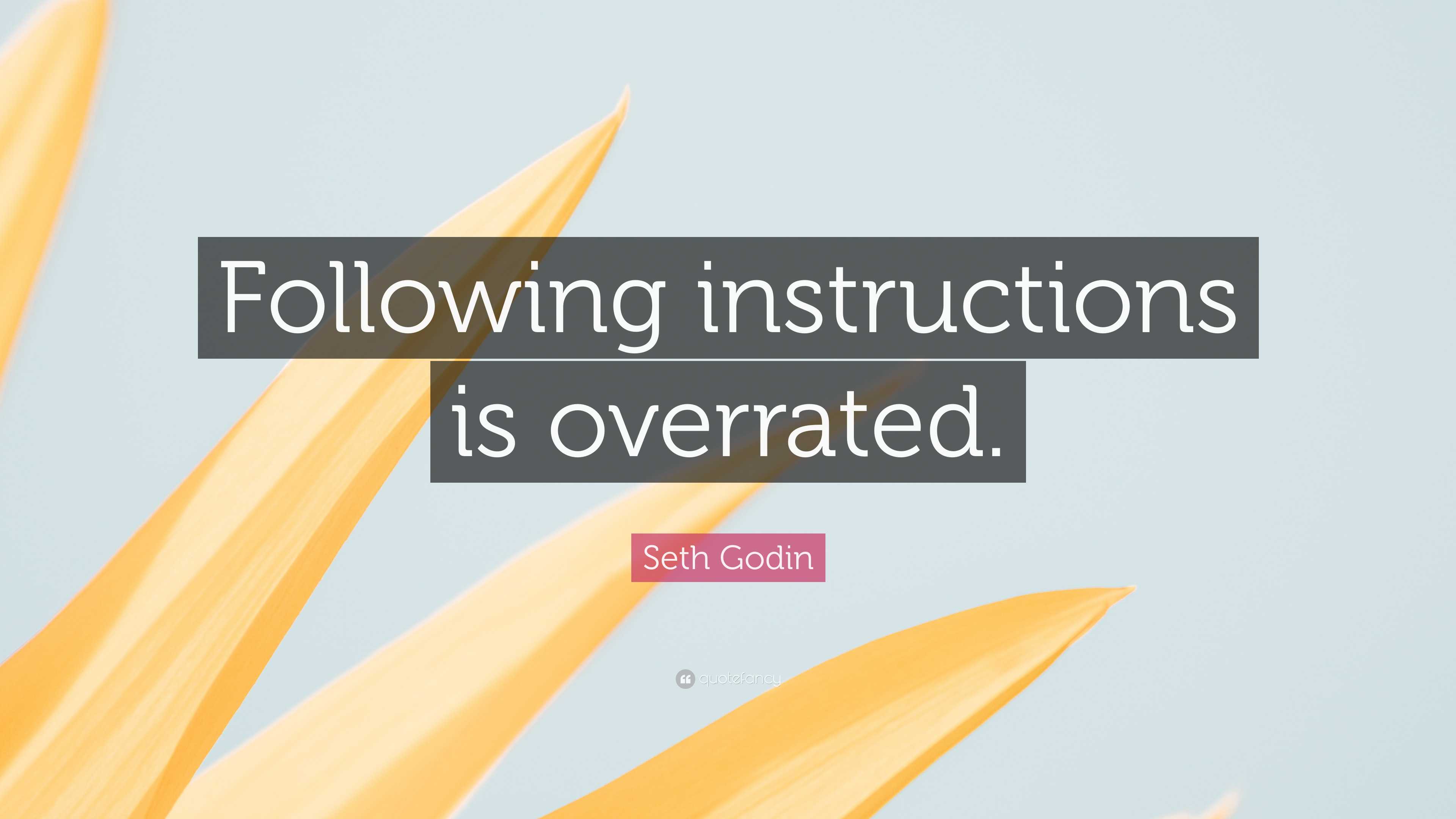 Seth Godin Quote: “Following instructions is overrated.”