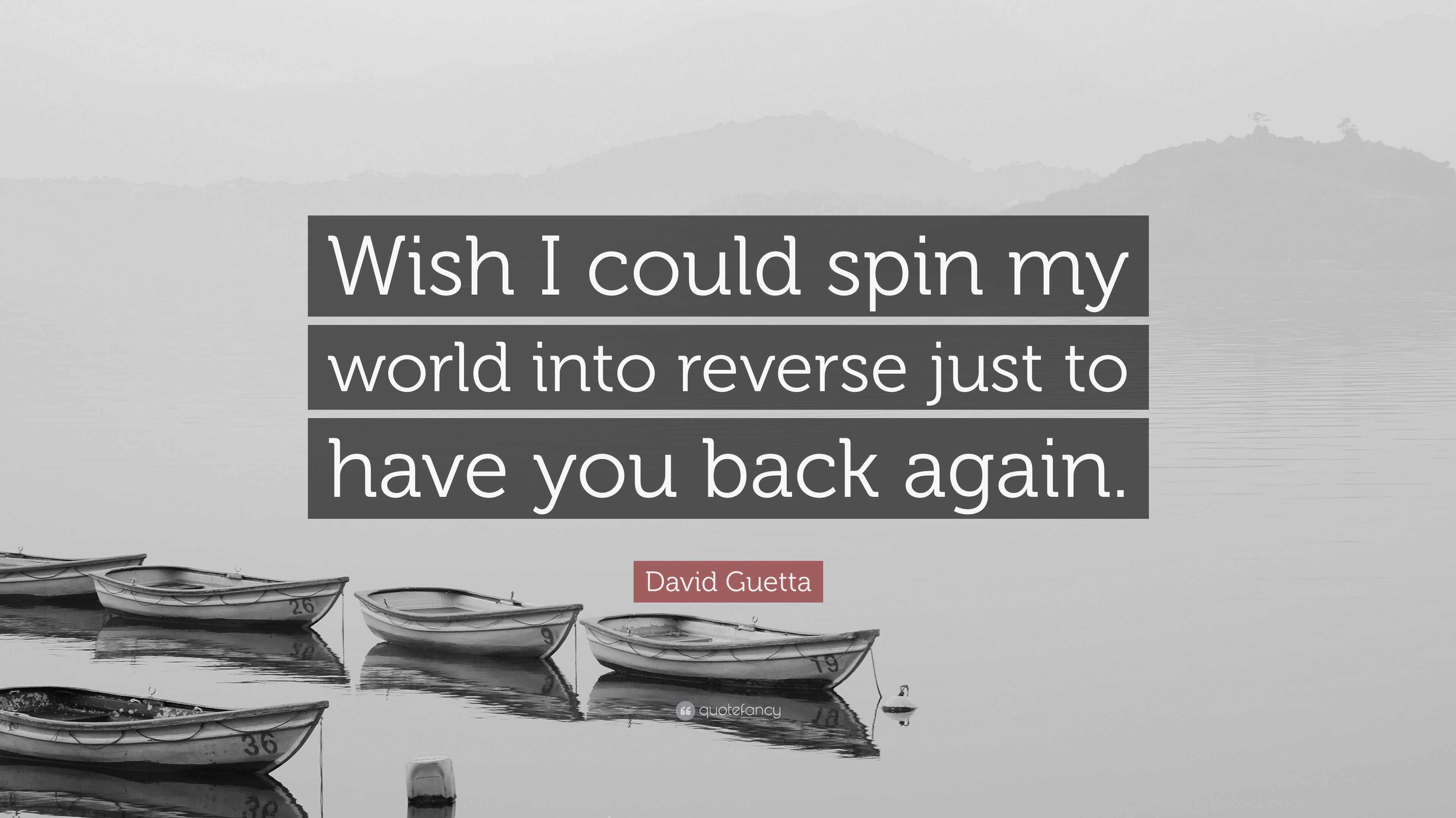 David Guetta Quote: “Wish I could spin my world into reverse just to ...