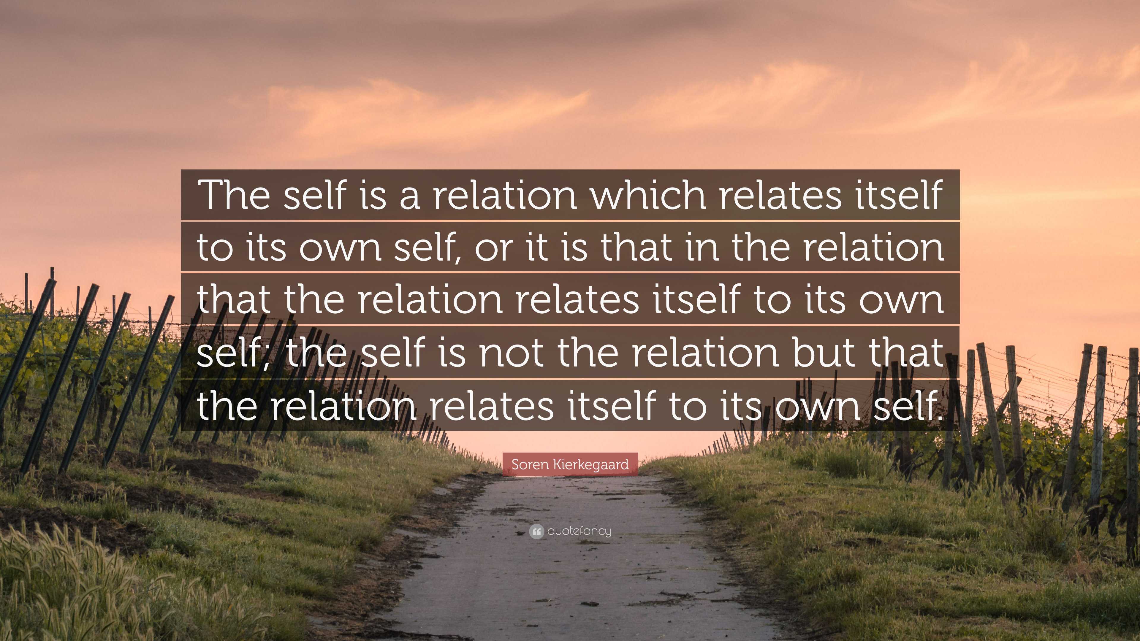 Soren Kierkegaard Quote: “The self is a relation which relates itself ...
