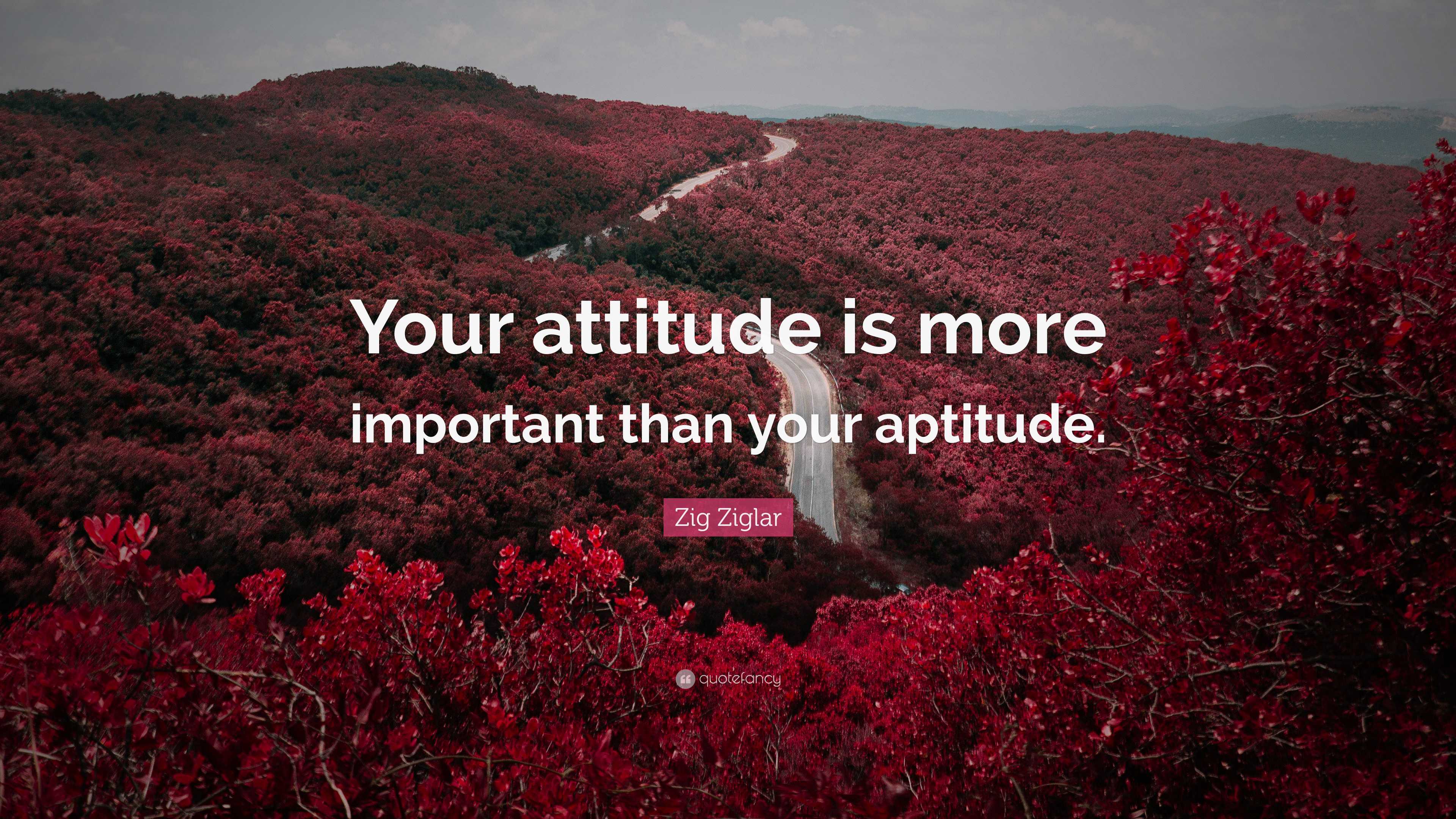 Zig Ziglar Quote: “Your attitude is more important than your aptitude.”